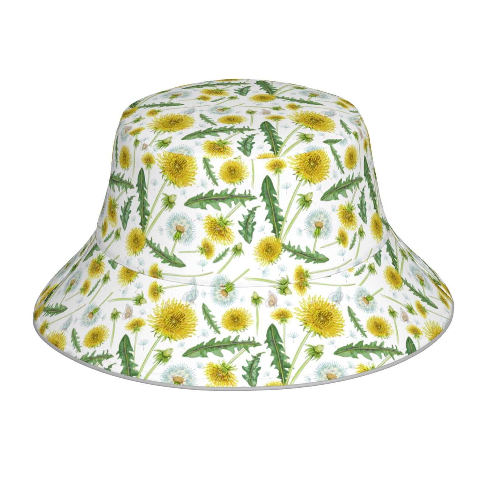 Honeii Yellow Dandelions for Unisex Bucket Hat Waterproof Rain Hat Reversible Shiny Rave Bucket ...