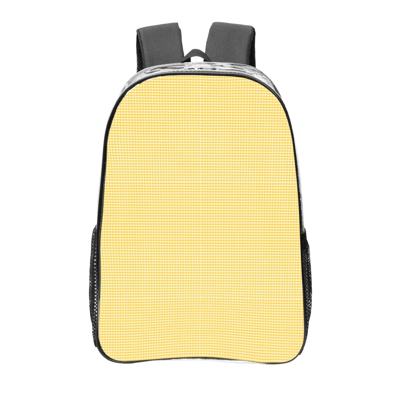 Honeii Yellow Gingham Print Clear Backpack Heavy Duty Transparent Bag ...