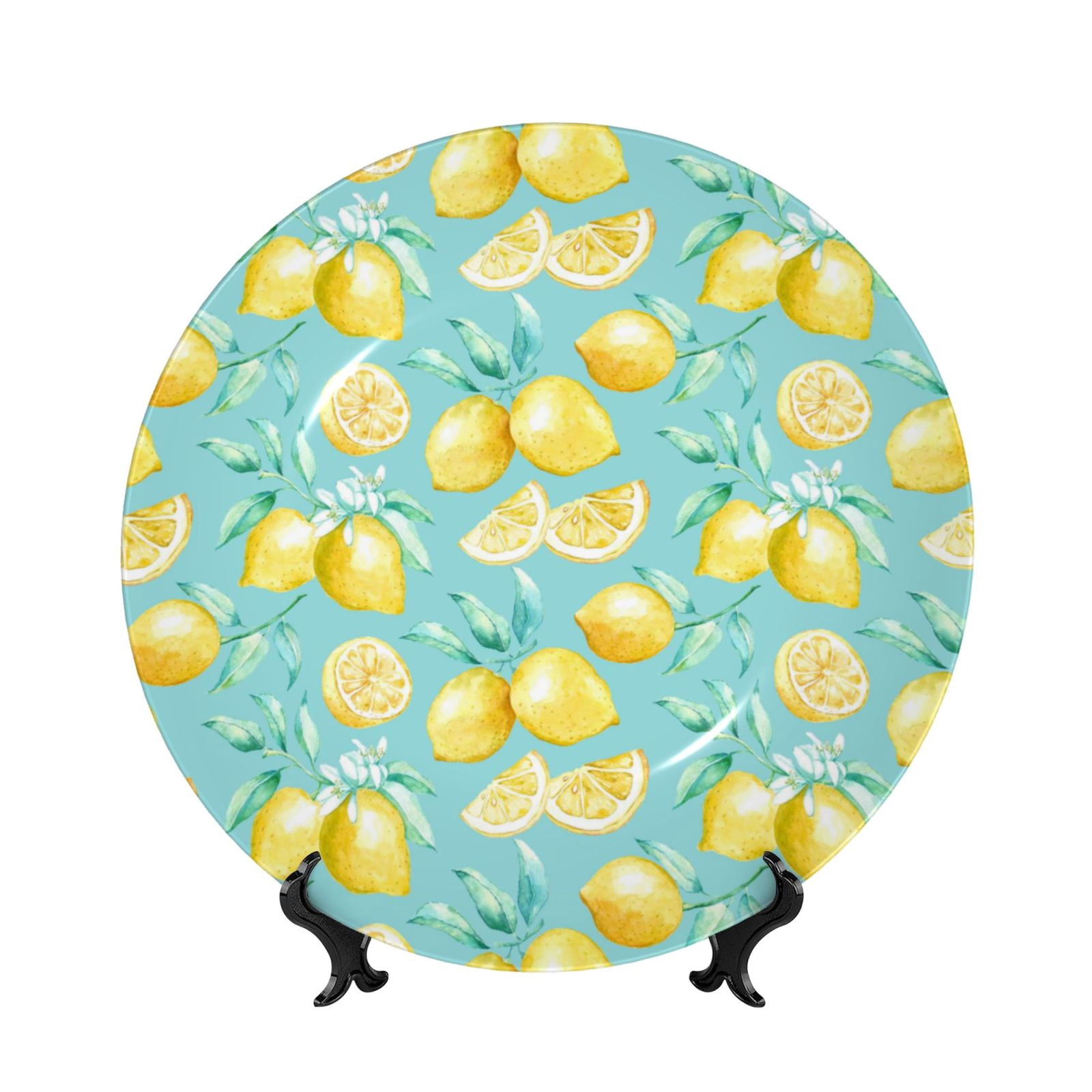 Honeii Yellow Lemon Print Elegant Bone China Decorative Plate ...