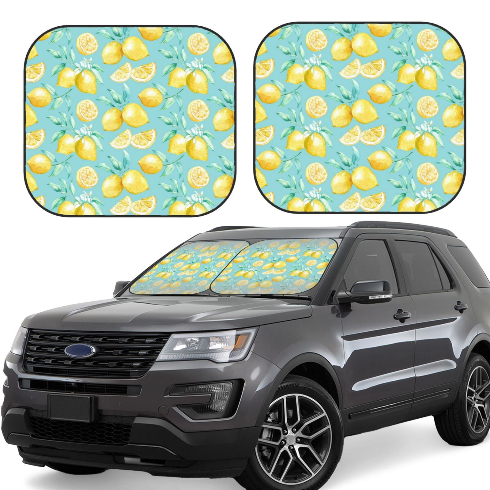 Honeii Yellow Lemon Print Foldable Car Sun Shade for Windshield, 2 ...