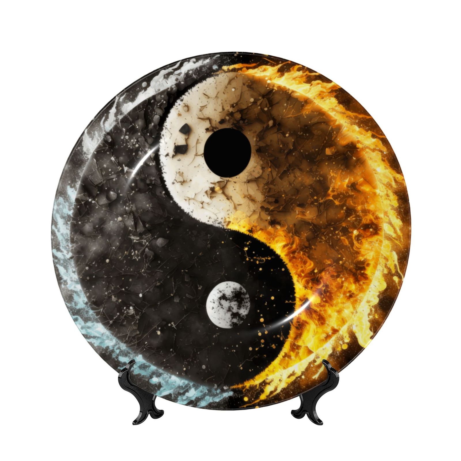 Honeii Yin Yang Print Elegant Bone China Decorative Plate, Porcelain ...