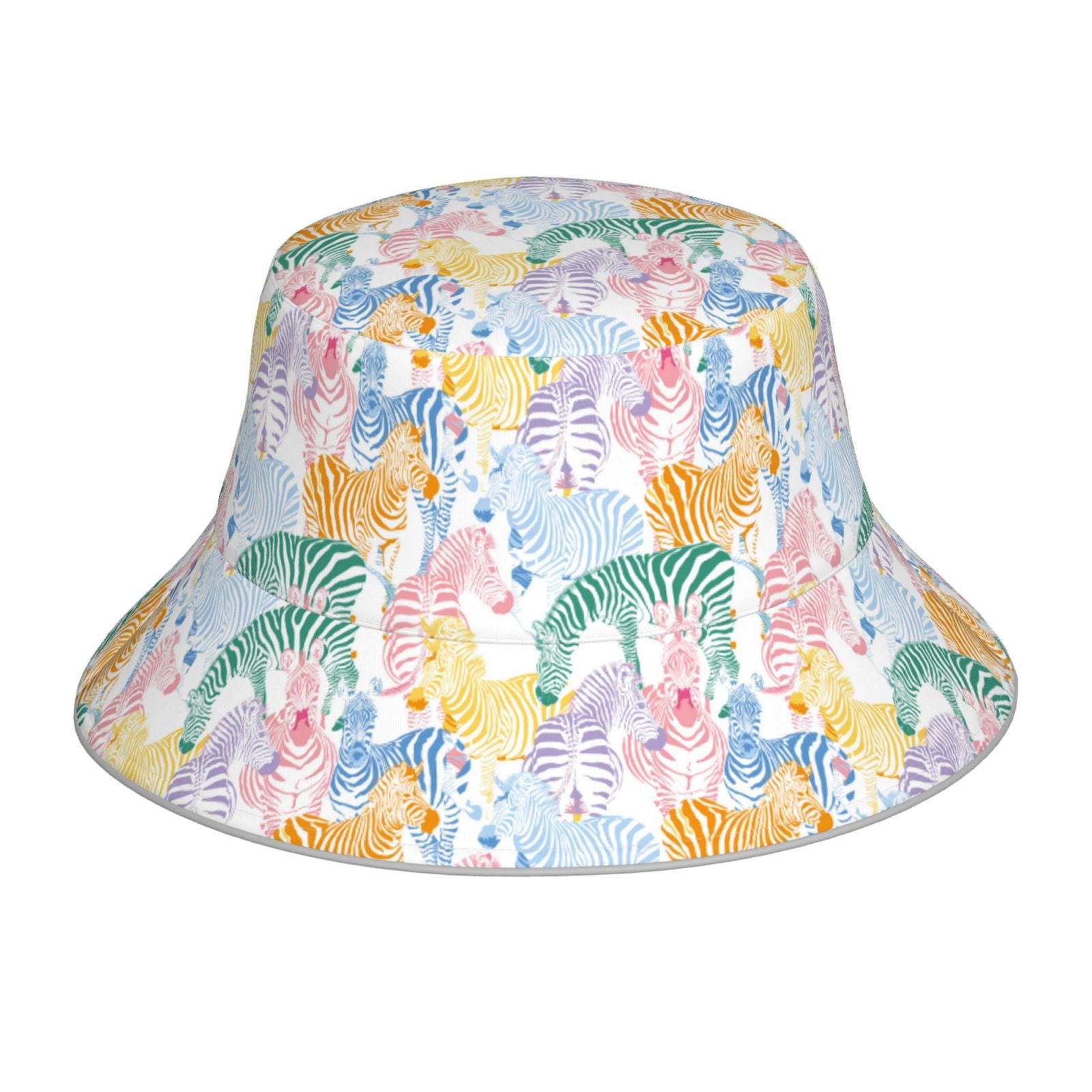 Honeii Zebra Colourful for Unisex Bucket Hat Waterproof Rain Hat ...