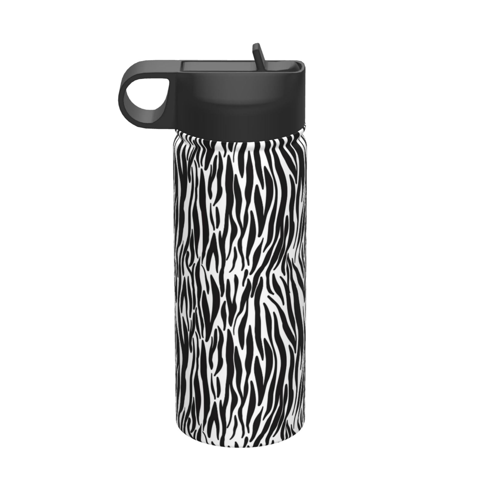Honeii Zebra Print 18 oz Insulated Water Bottle with Straw Lid ...