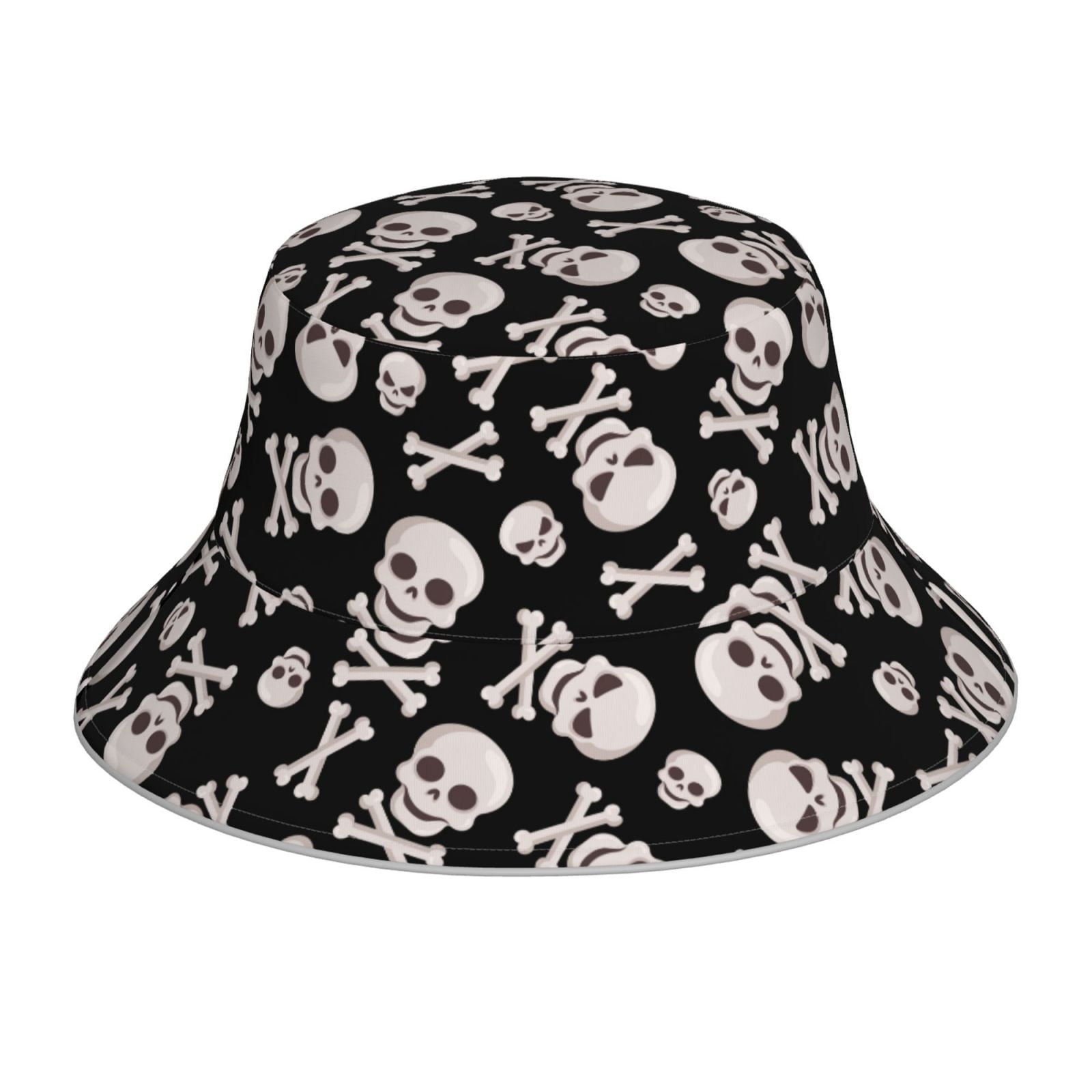 Honeii black white Skull bone for Unisex Bucket Hat Waterproof Rain Hat ...