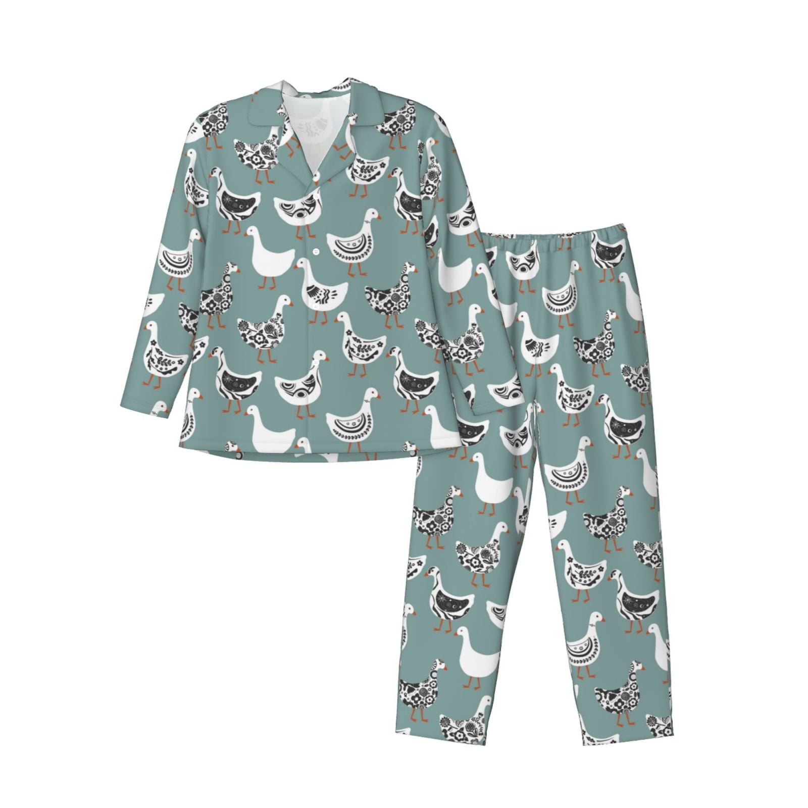Honeii cartoon geese Pattern Mens Pajamas Set,2pcs Men's Lounge Long ...