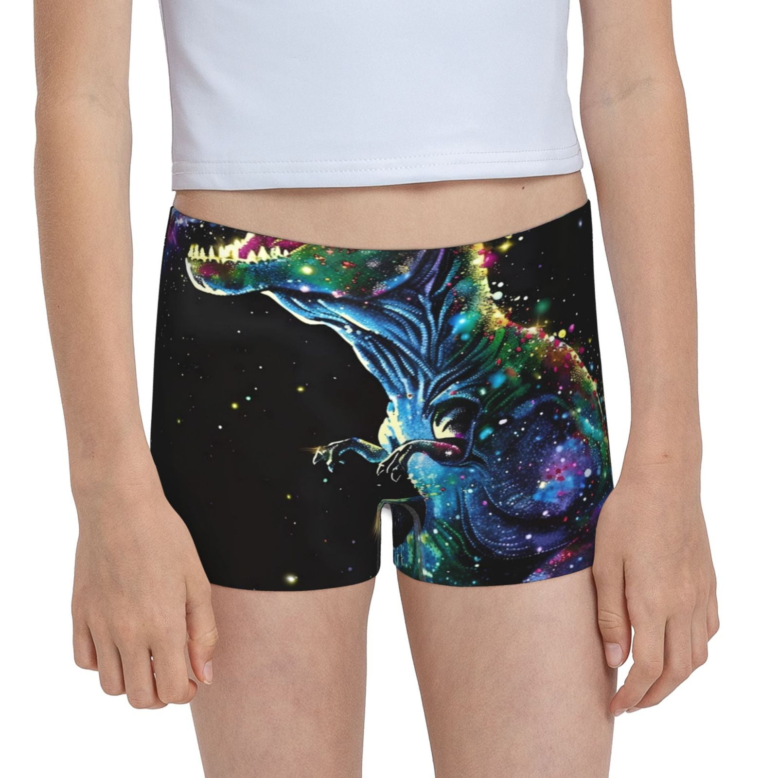 Honeii colorful flames dinosaur Print 100% Cotton Boxer Briefs, Girls ...