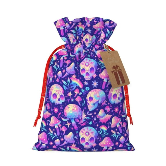 Honeii colorful mushroom Skull rainbow Print Small Burlap Bags ...