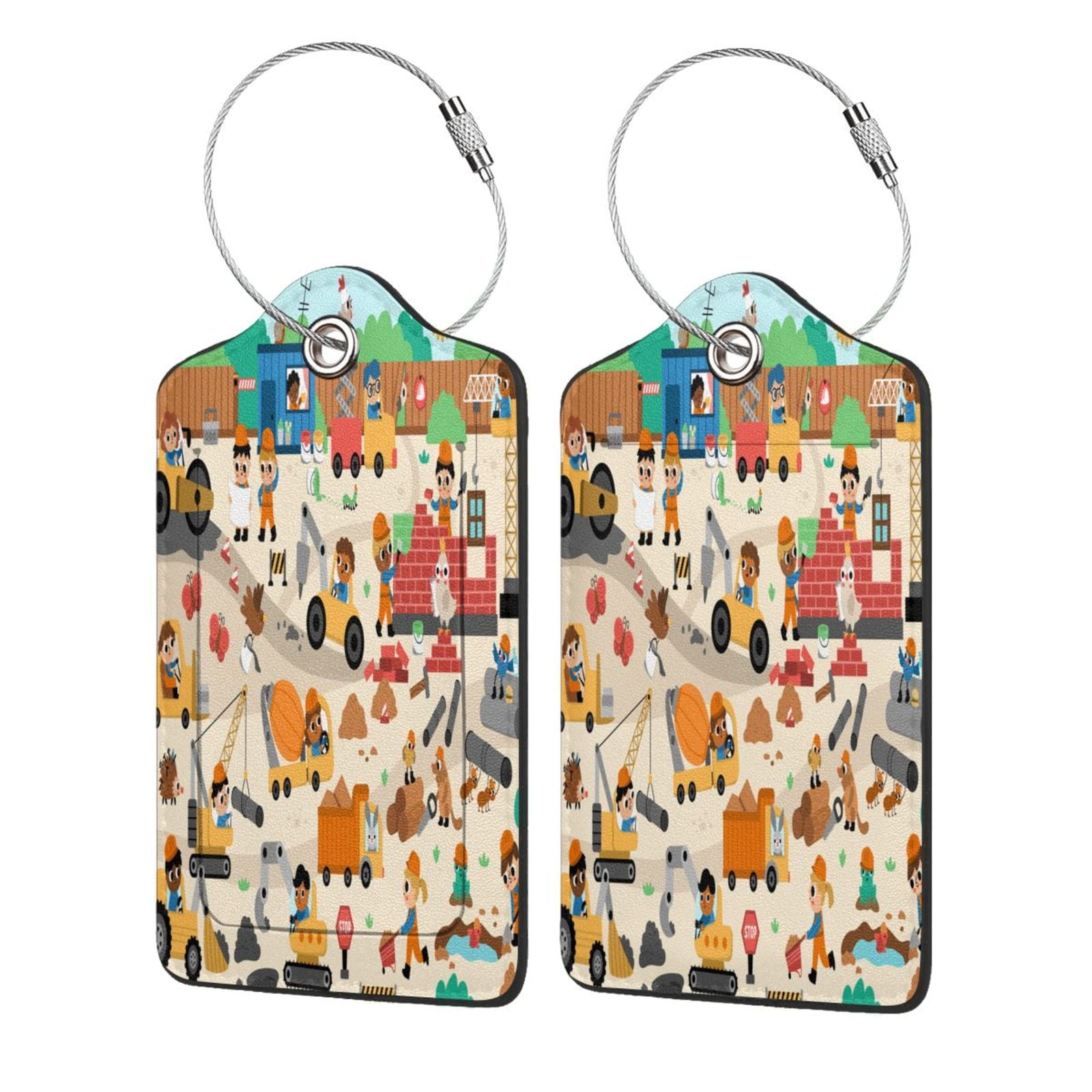 Honeii construction road work landscape Print Leather Luggage Tag for ...
