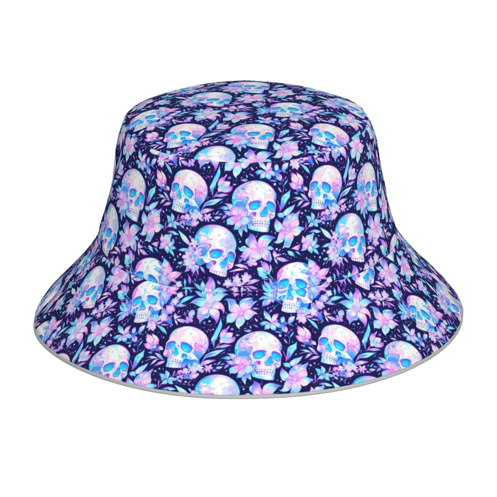 Honeii crystal Skull flower leaf for Unisex Bucket Hat Waterproof Rain ...