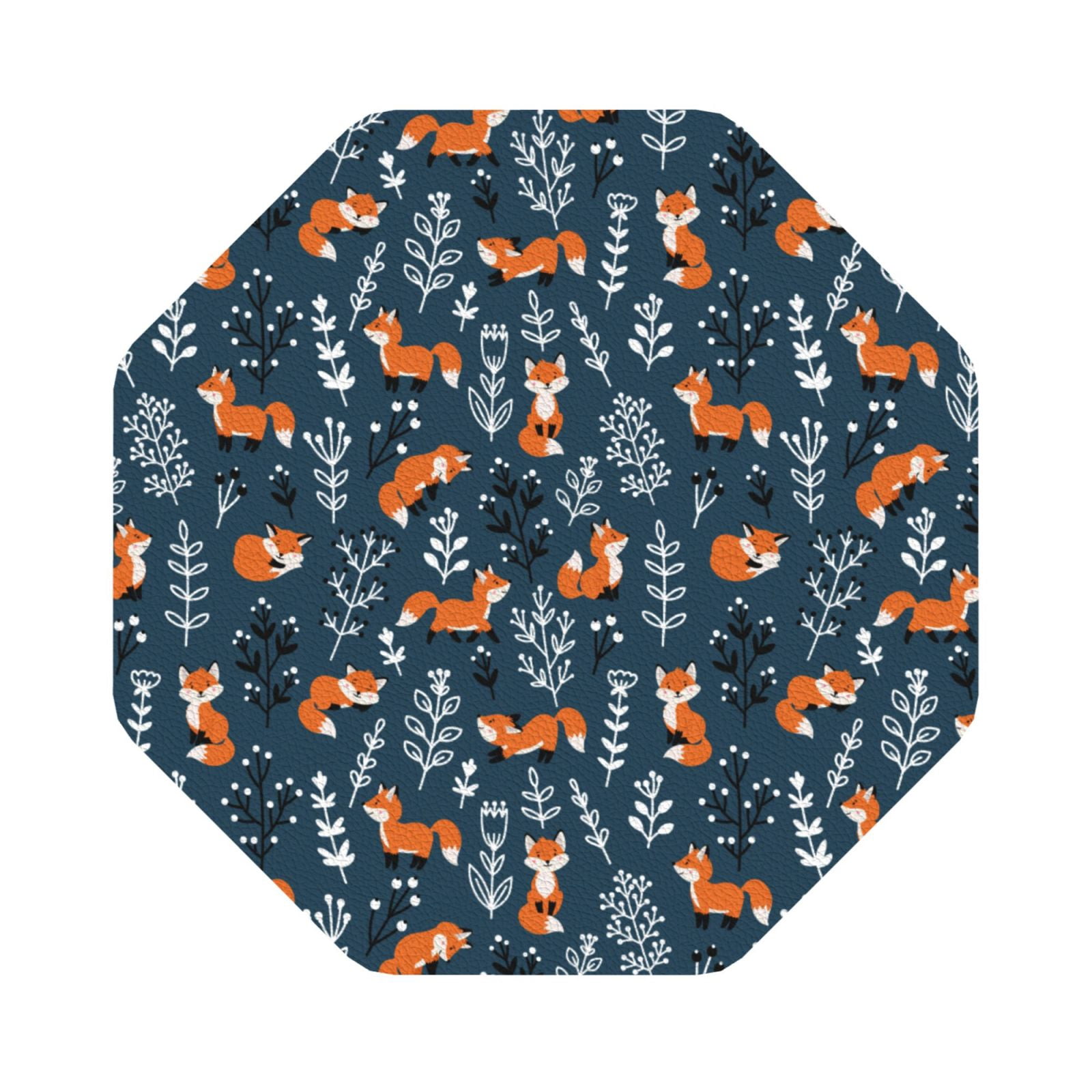 Honeii cute fall fox Print Leather Coaster Set of 6, Ideal for ...