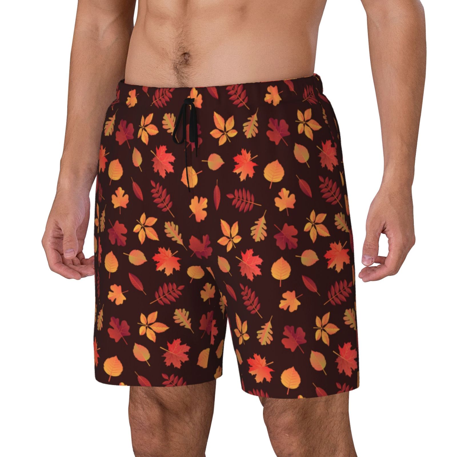 Honeii fall Maple leaf Print Men's Swim Shorts,Mens Swim Trunks ...
