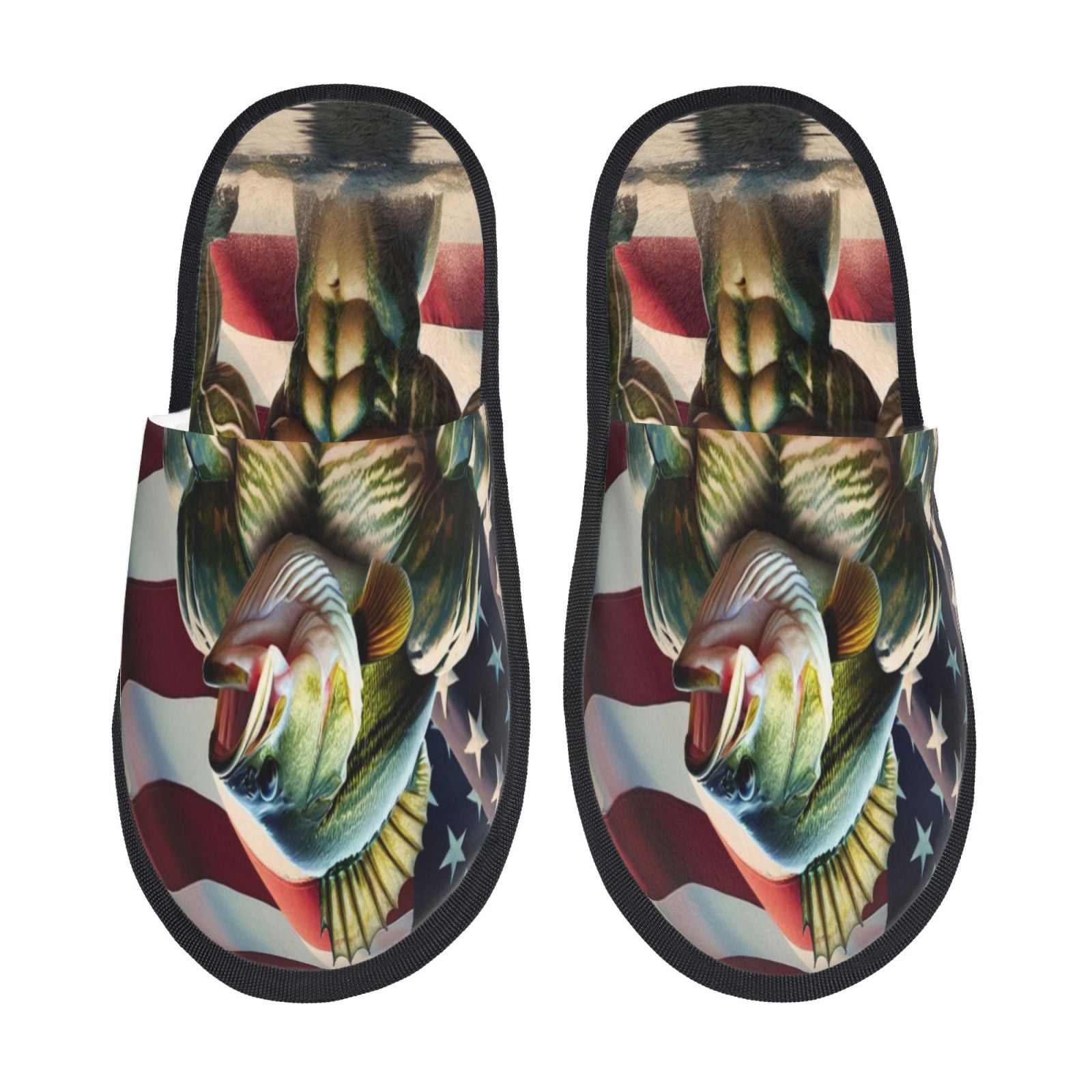 Honeii giant bass with big muscles Print Furry Slippers Bedroom ...