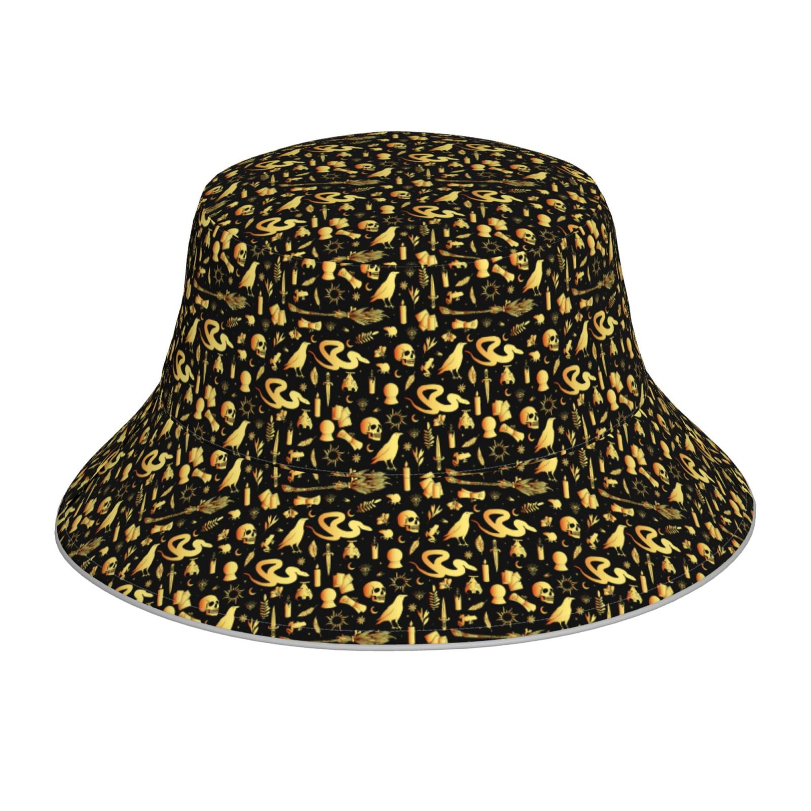 Honeii glod Skull snake bird for Unisex Bucket Hat Waterproof Rain Hat ...