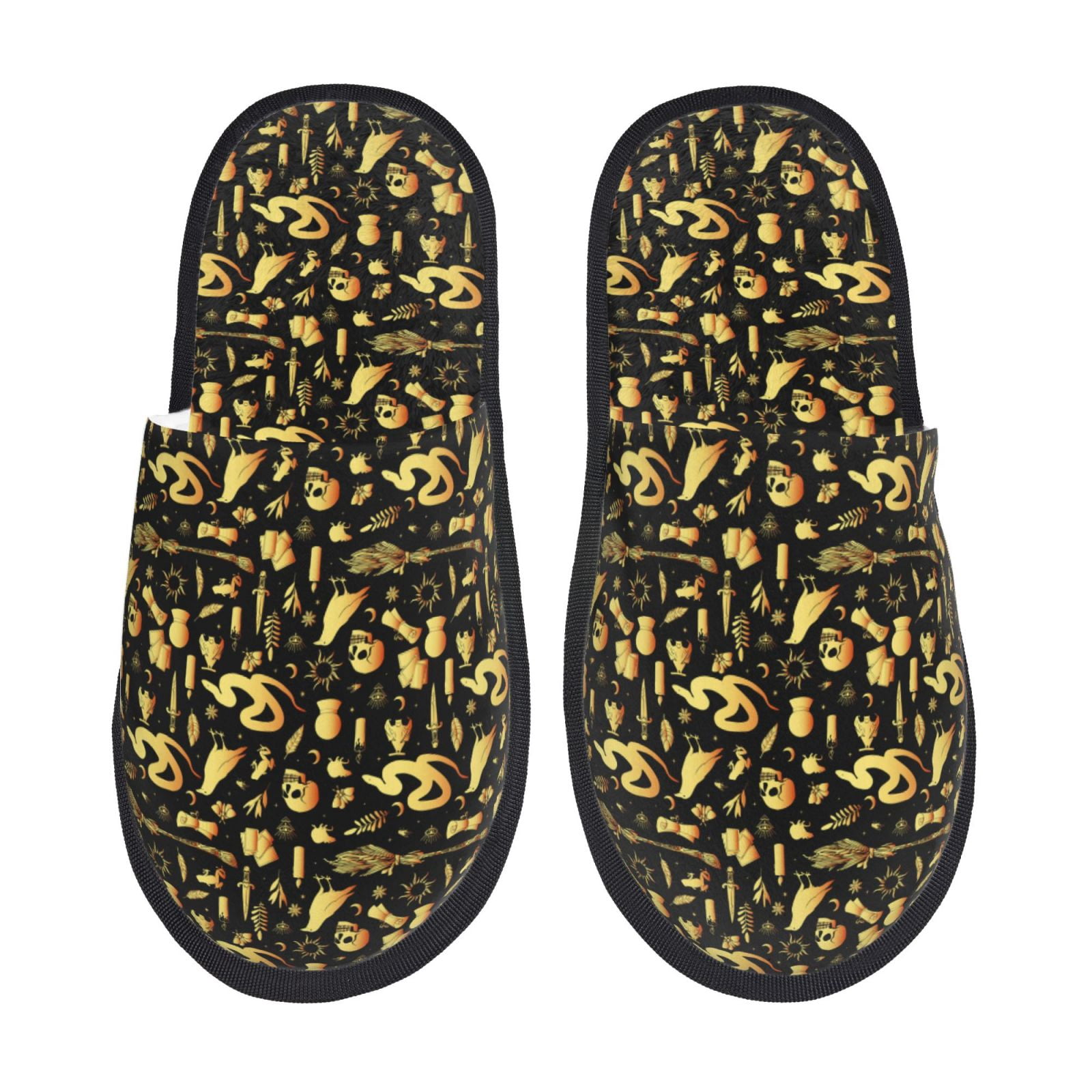 Honeii glod Skull snake bird print Slippers Memory Foam House Bedroom ...
