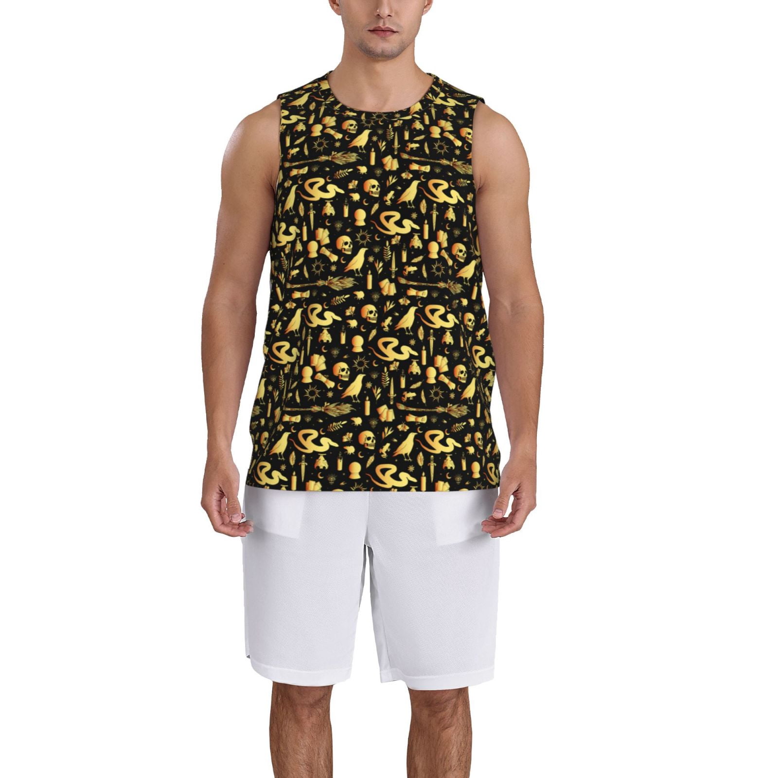 Honeii glod Skull snake bird print basktball shirt for men and women ...