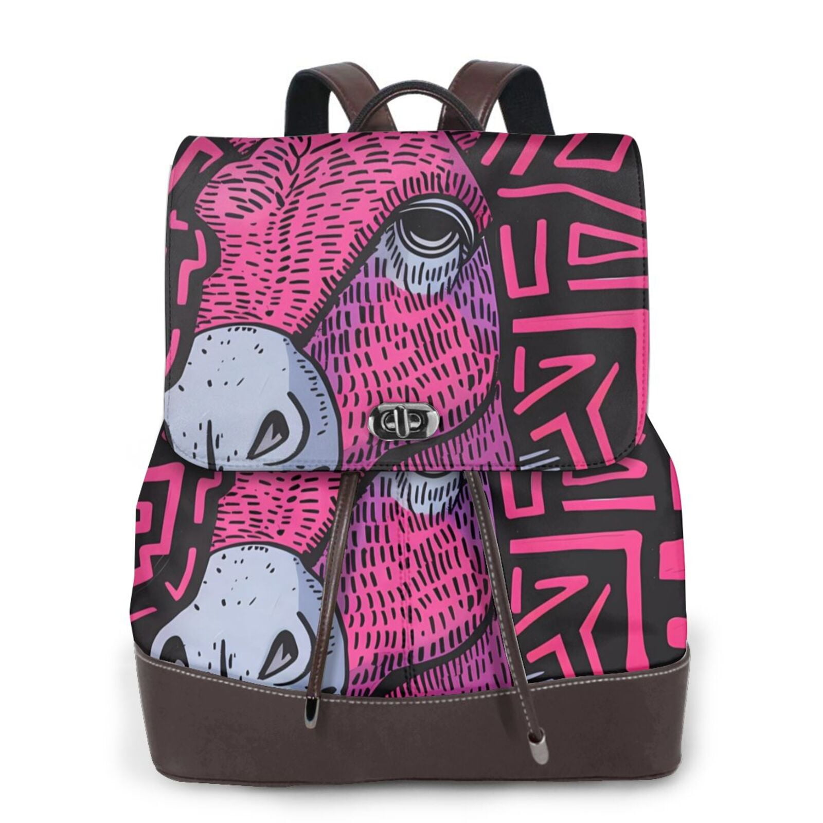 Honeii ink Donkey Pop Art rint Leather Backpack,Trendy Leather Backpack ...