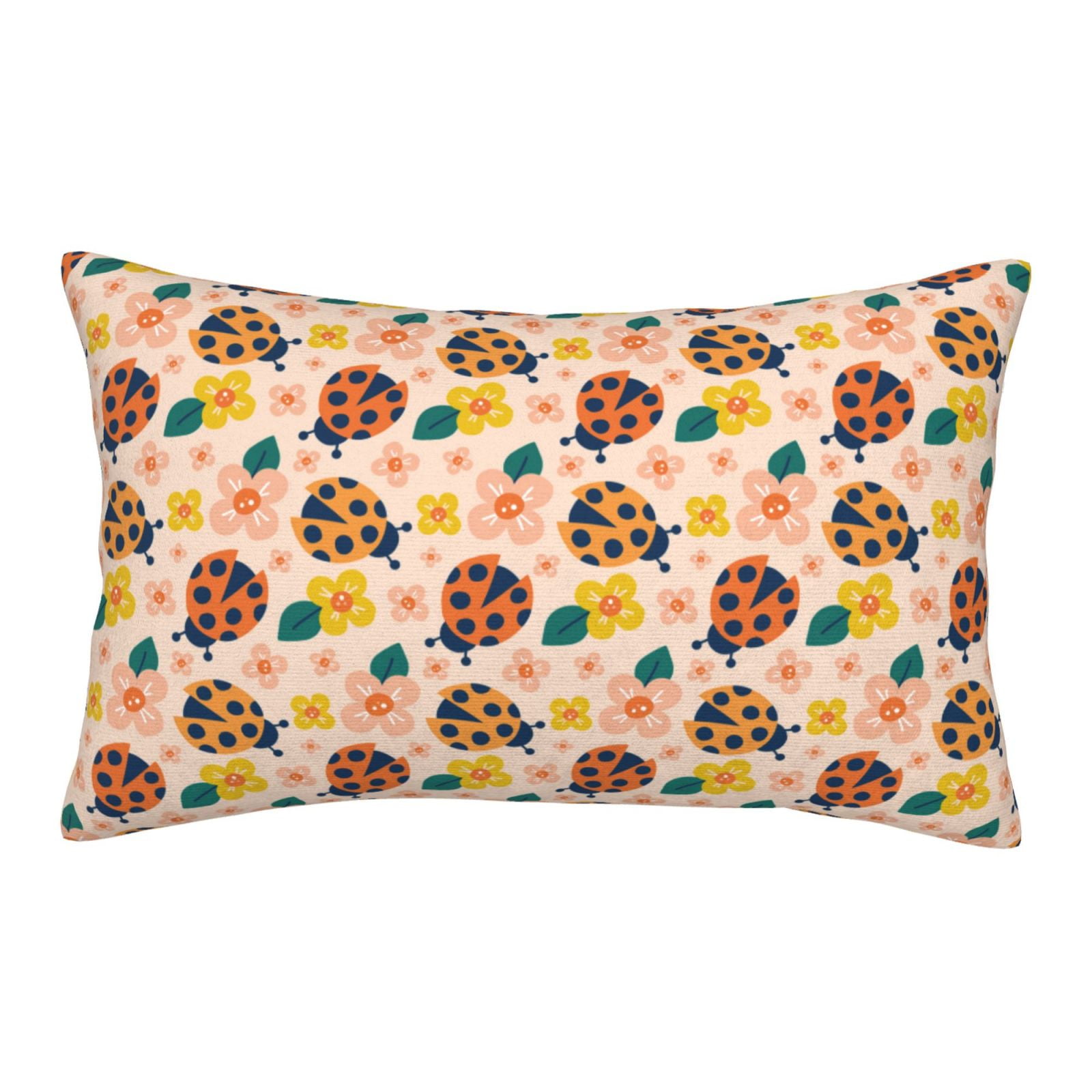 Honeii ladybug and flower Pattern Decorative Throw Pillow Case ...