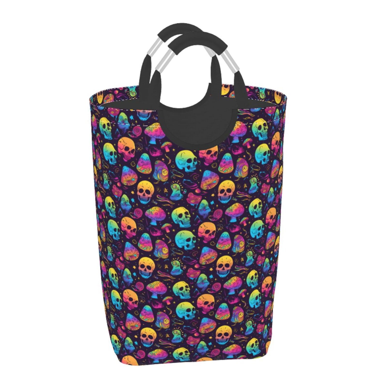 Honeii mushroom color Skull Print Laundry Hamper Collapsible Laundry ...