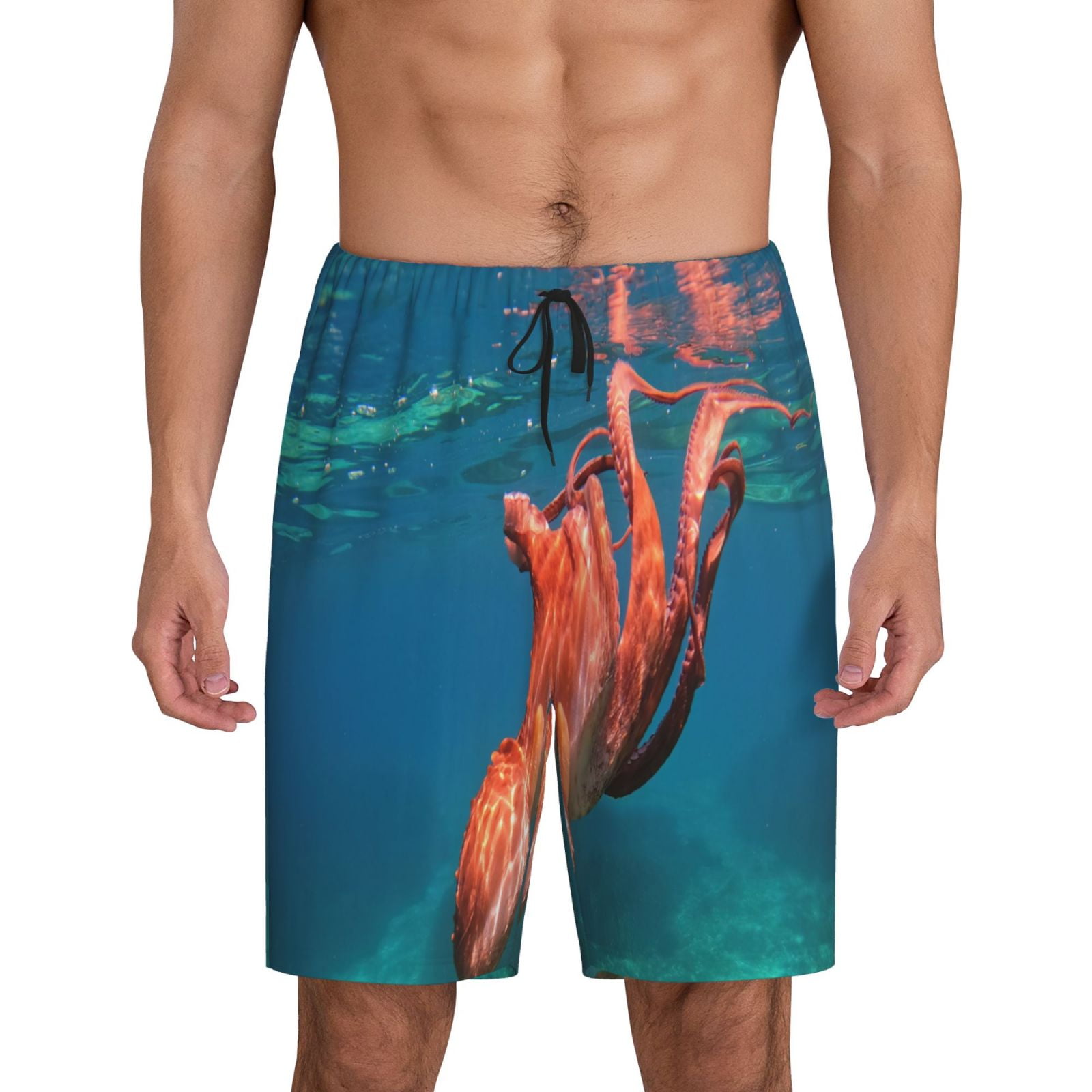 Honeii octopus swimming Print Men's Pajama Sleepwear Shorts - a comfy ...
