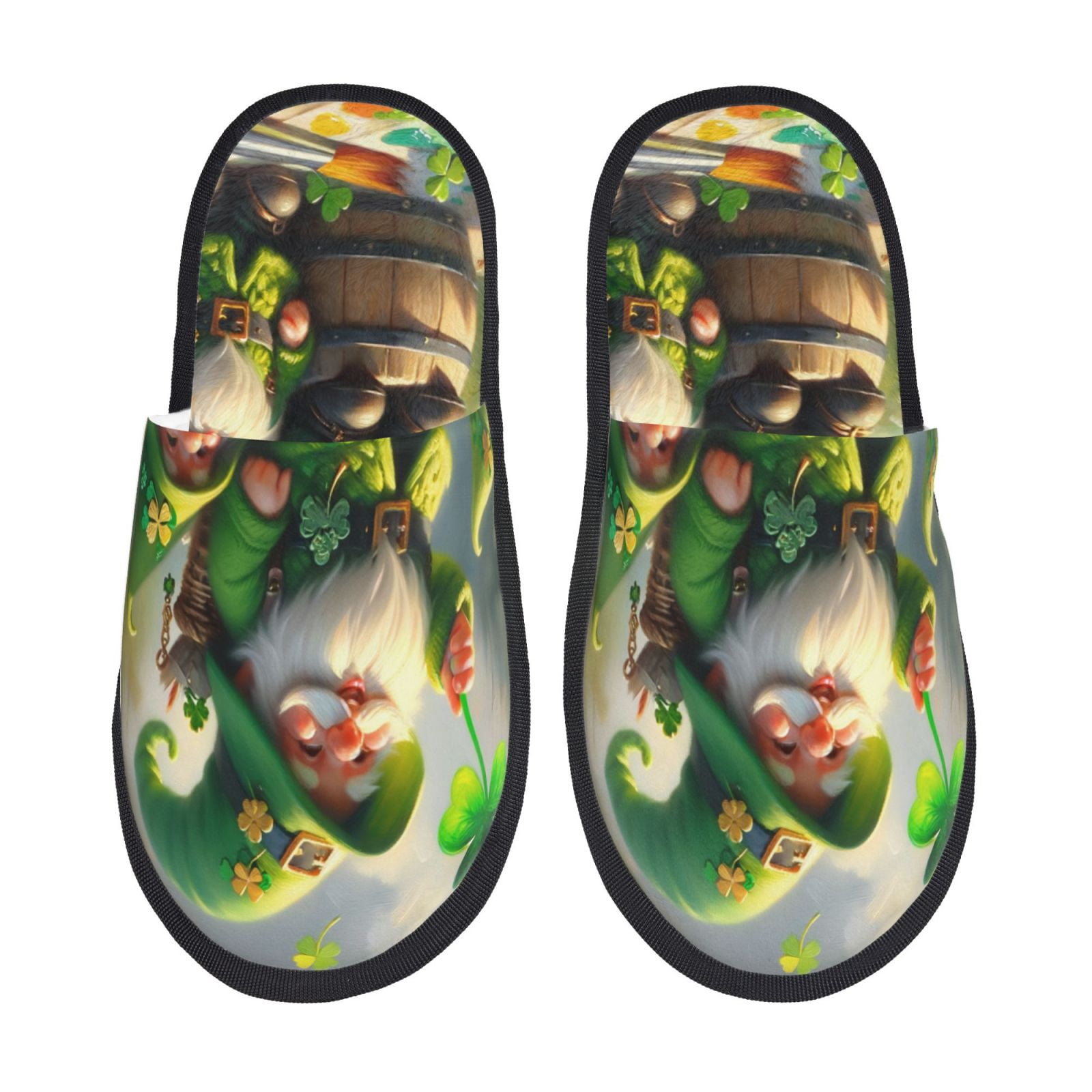 Honeii patrick’s day gnomes Print Furry Slippers Bedroom Slippers for ...