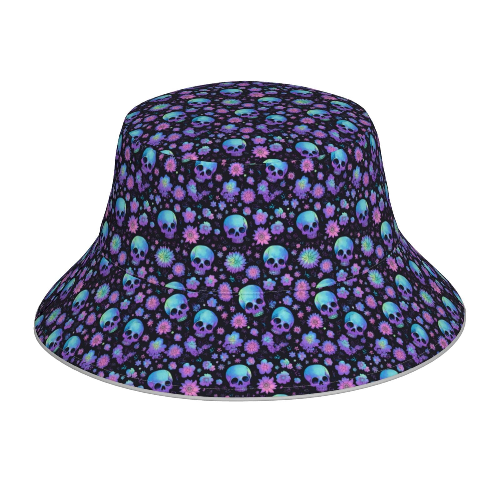 Honeii purple Skull flower for Unisex Bucket Hat Waterproof Rain Hat ...