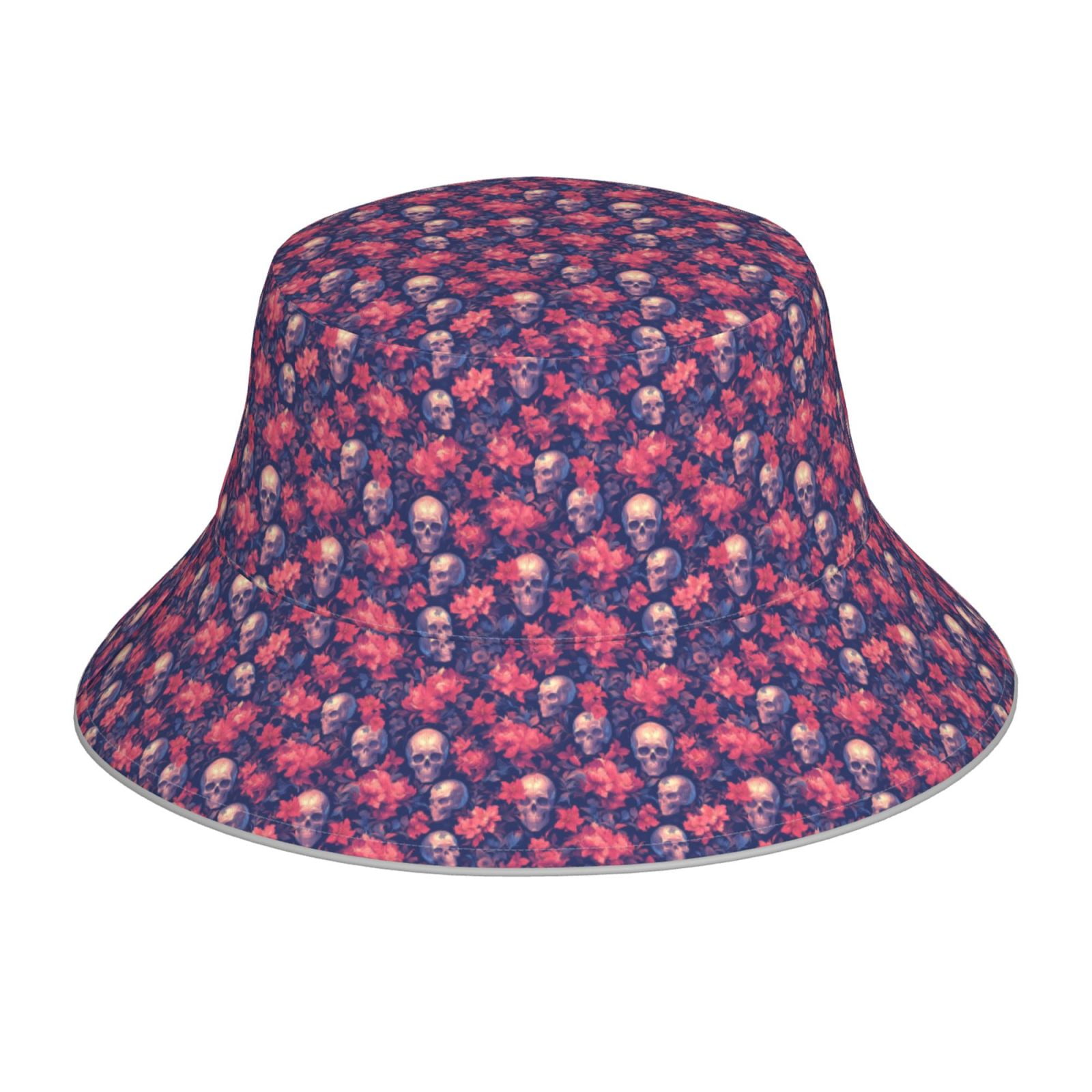 Honeii red Skull flower for Unisex Bucket Hat Waterproof Rain Hat ...