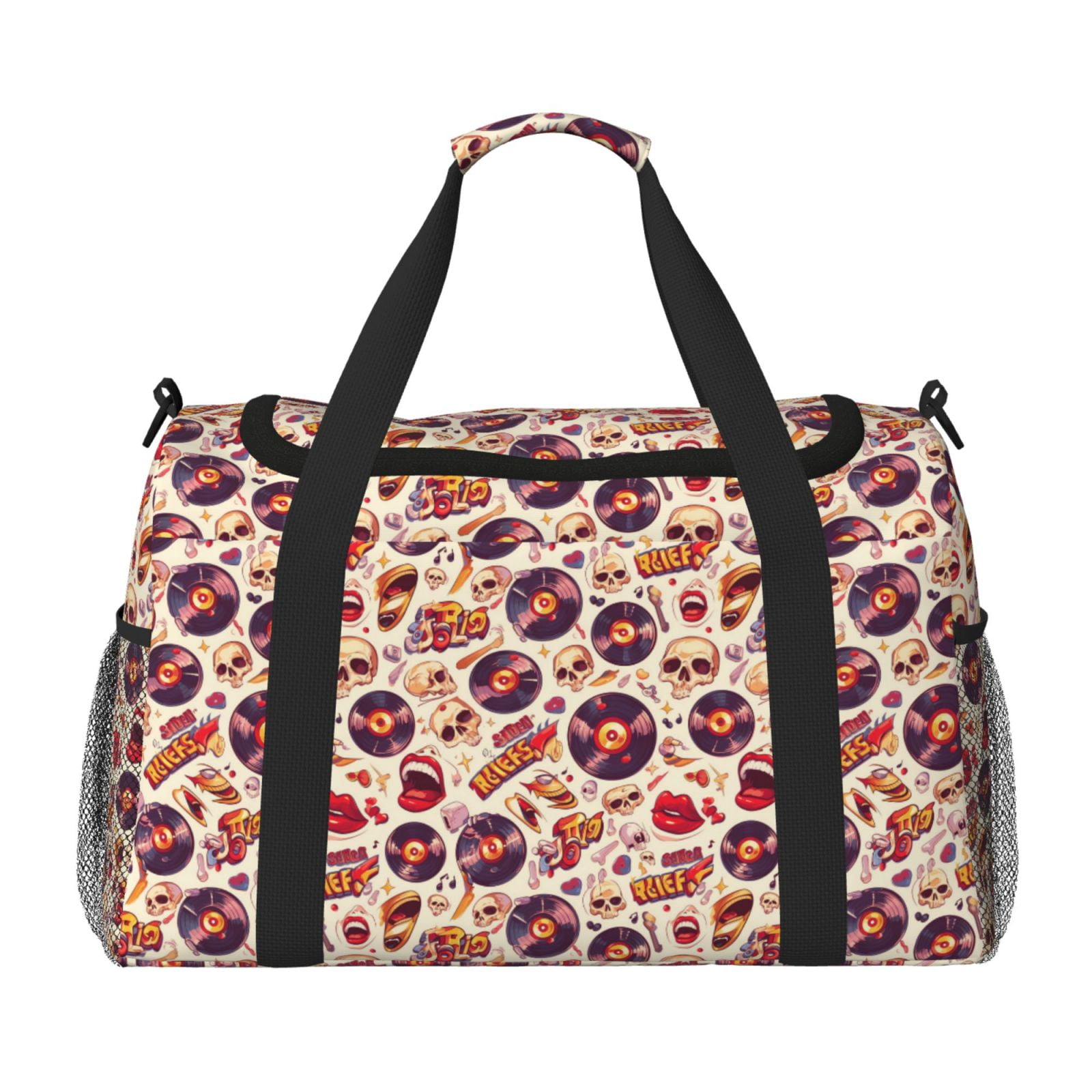 Honeii rock music Skull record Print Gym Bag,Carry on Weekender ...