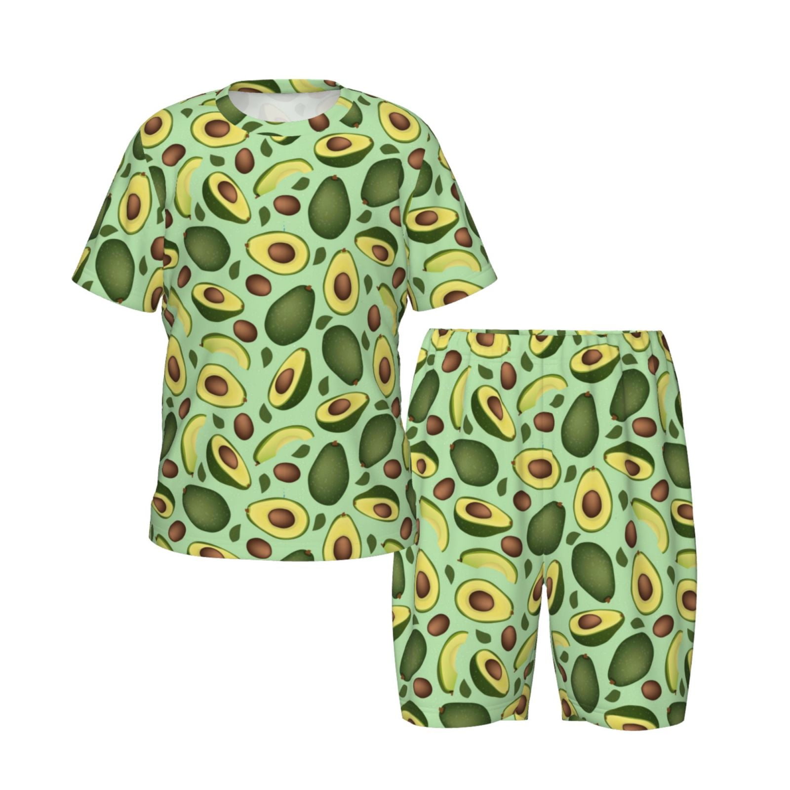 Honeii's Avocado With Seeds Print Short-Sleeved Summer Pajama Set, a ...