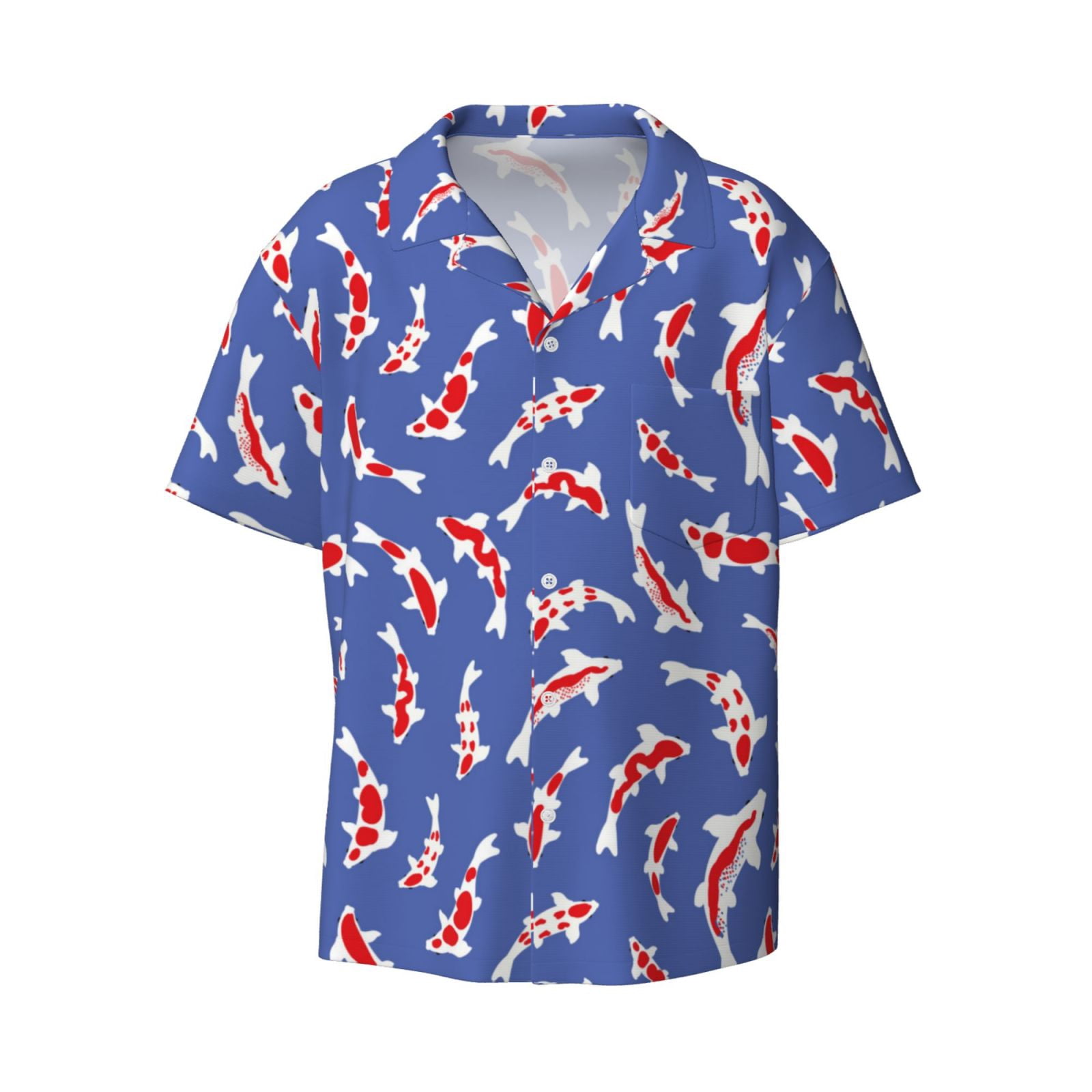 Honeii 's Beautiful Koi Fish for men's short-sleeved button-up collared ...