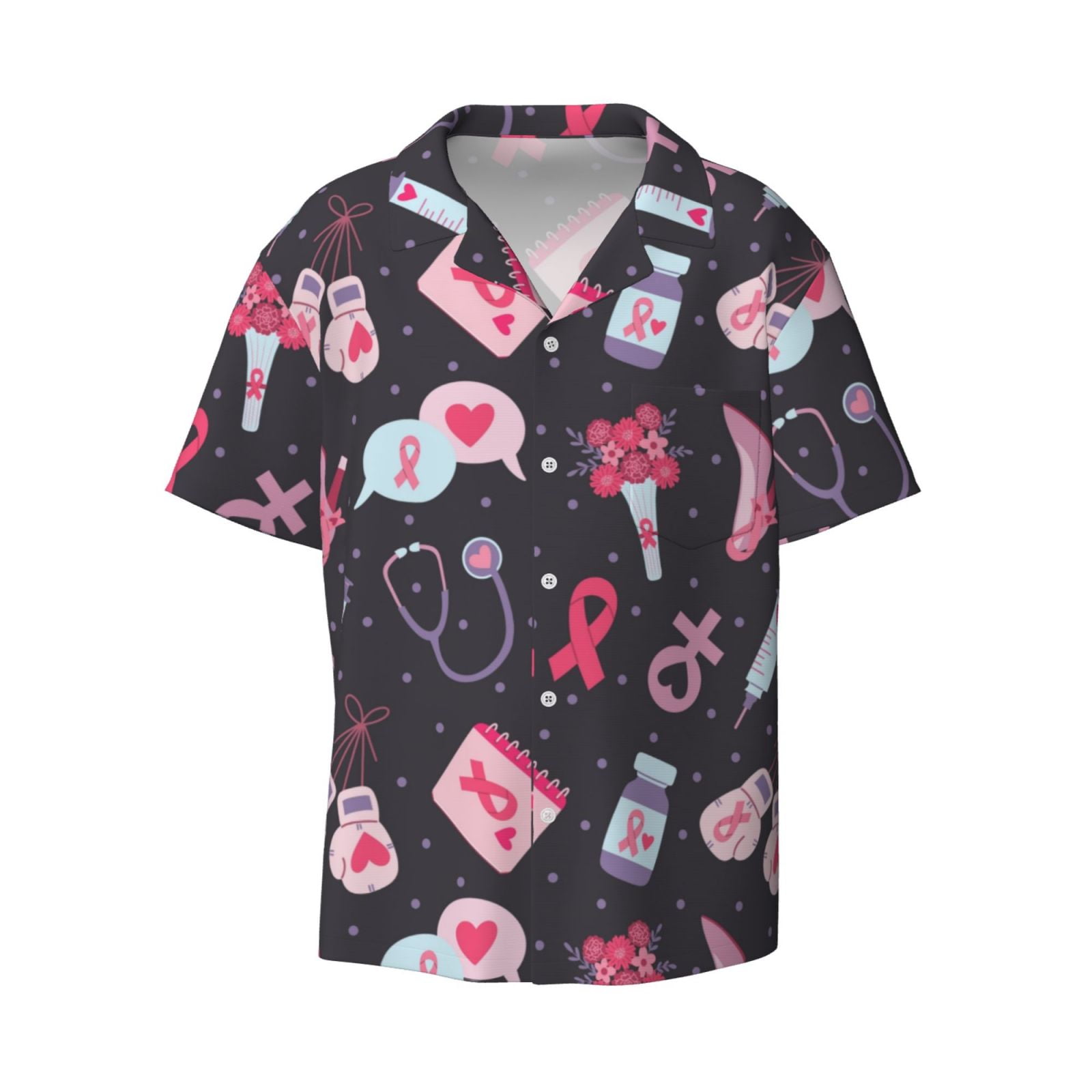 Honeii 's Breast Cancer Awareness1 for men's short-sleeved button-up ...