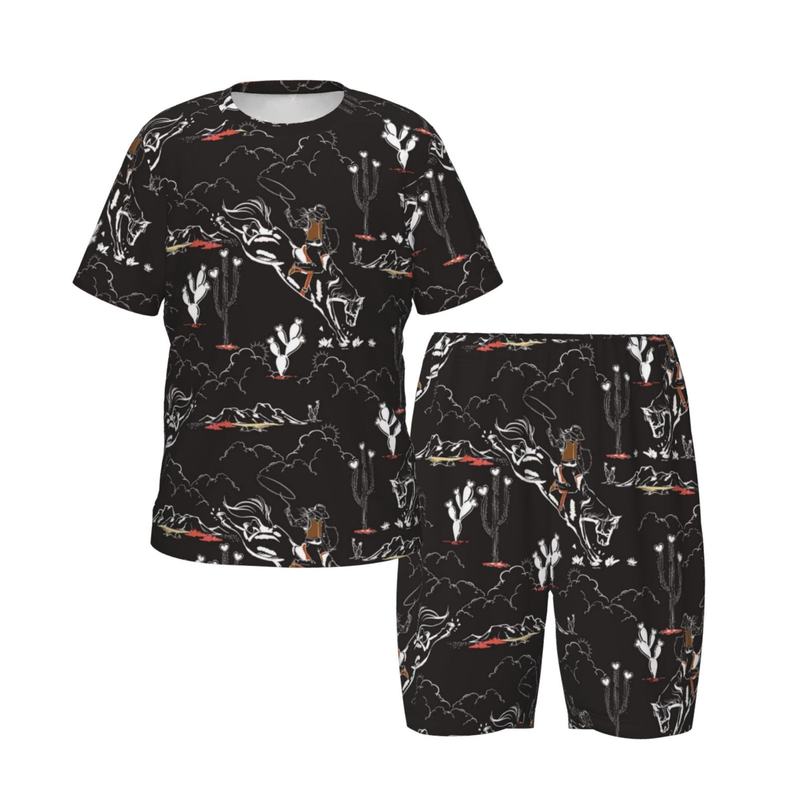 Honeii's Cowgirl In Desert Print Short-Sleeved Summer Pajama Set, a ...