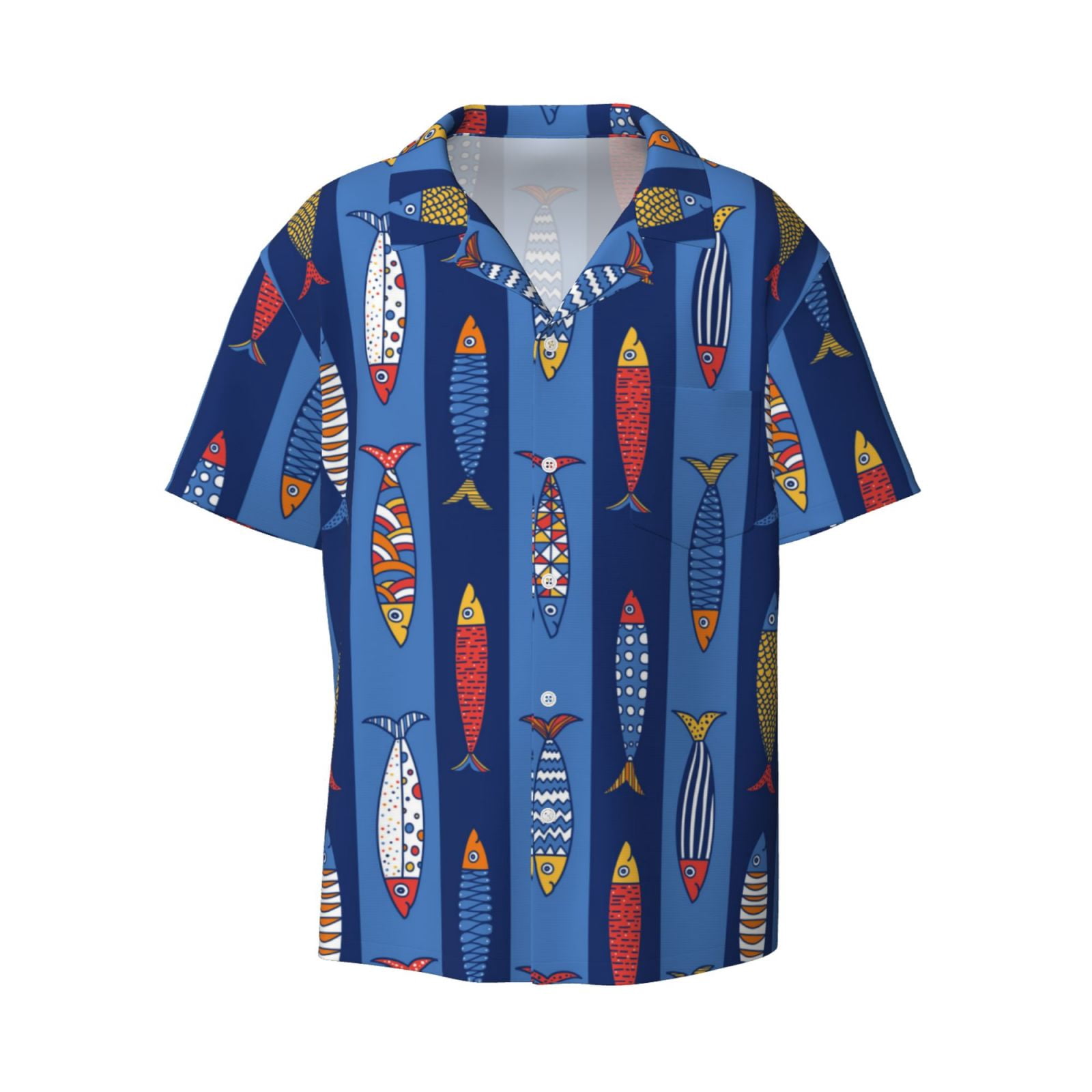 Honeii 's Cute Fish for men's short-sleeved button-up collared shirt ...