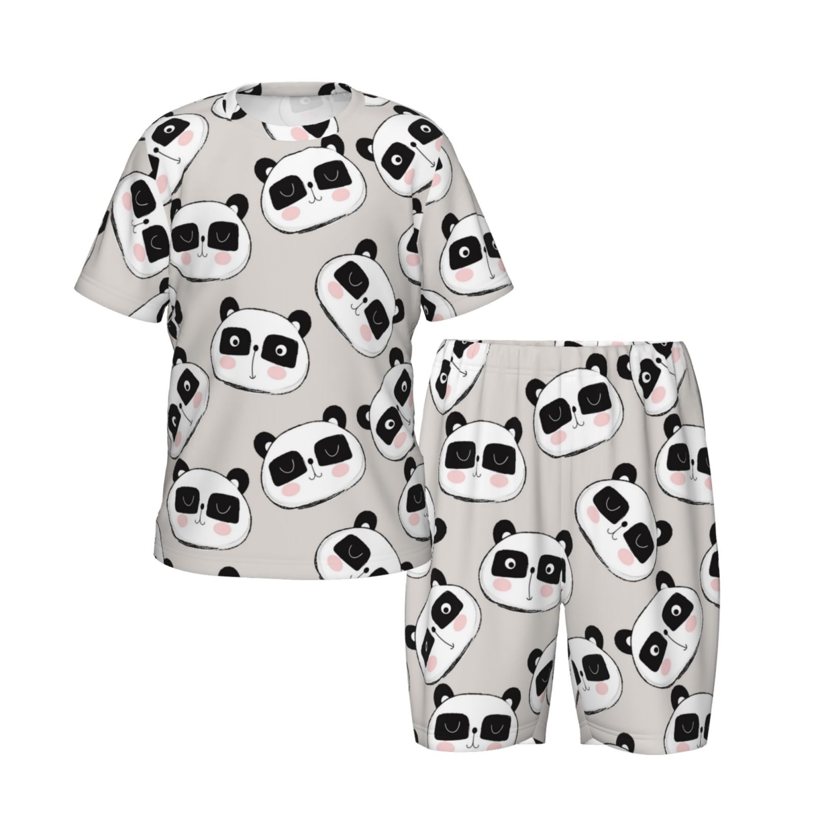 Honeii's Cute Panda Print Short-Sleeved Summer Pajama Set, a stylish ...