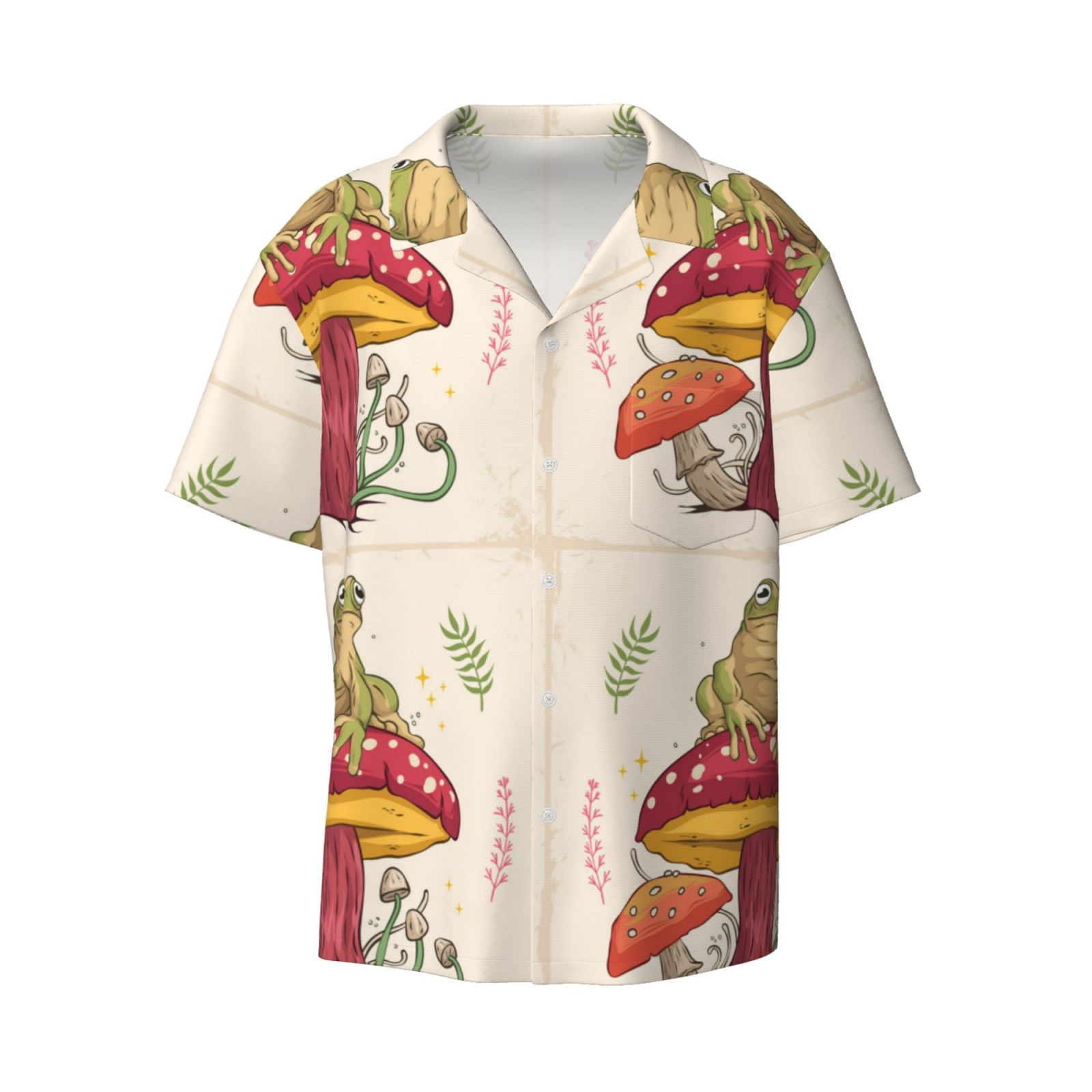 Honeii 's Frog Sitting On Mushroom for men's short-sleeved button-up ...