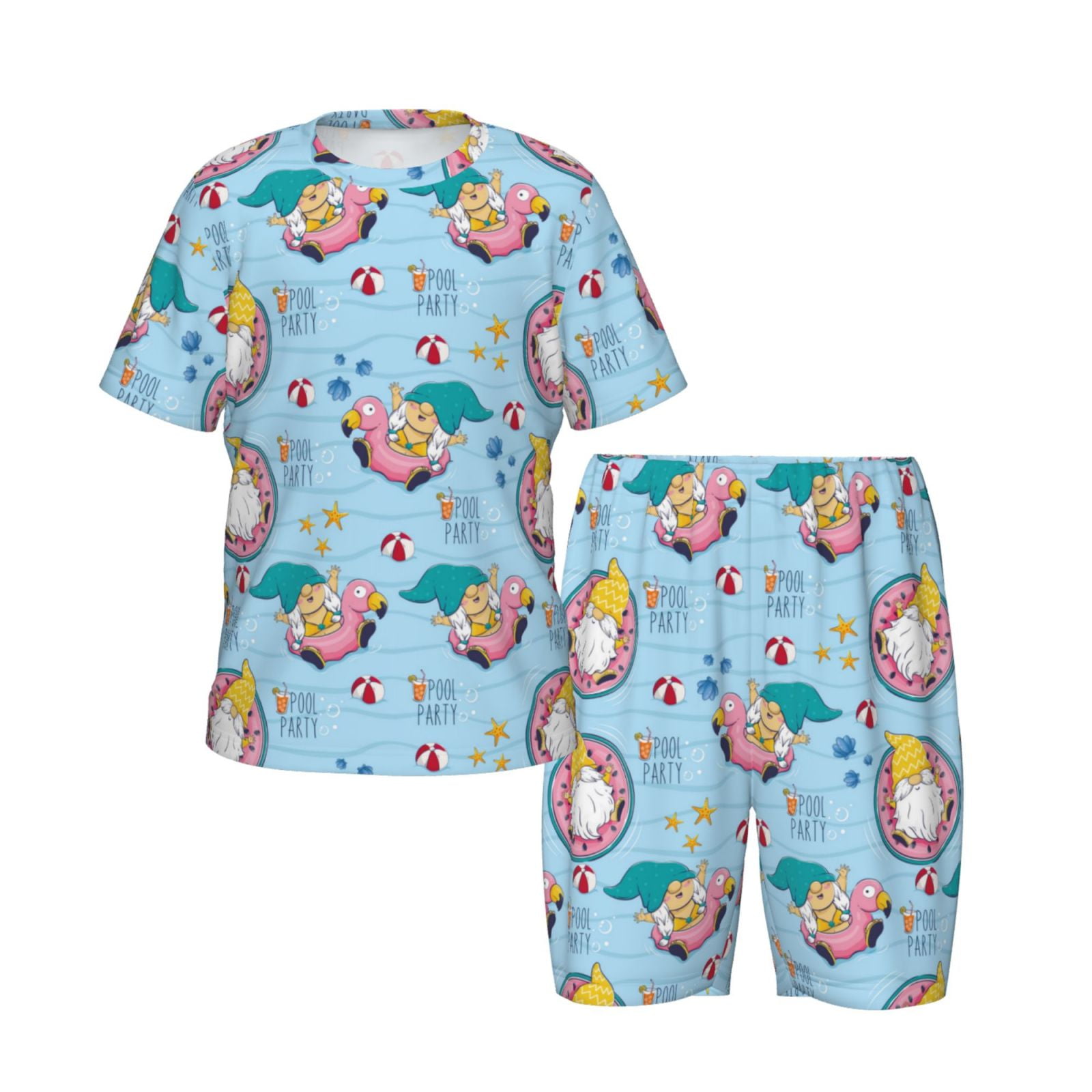 Honeii's Gnome Pool Party Print Short-Sleeved Summer Pajama Set, a ...
