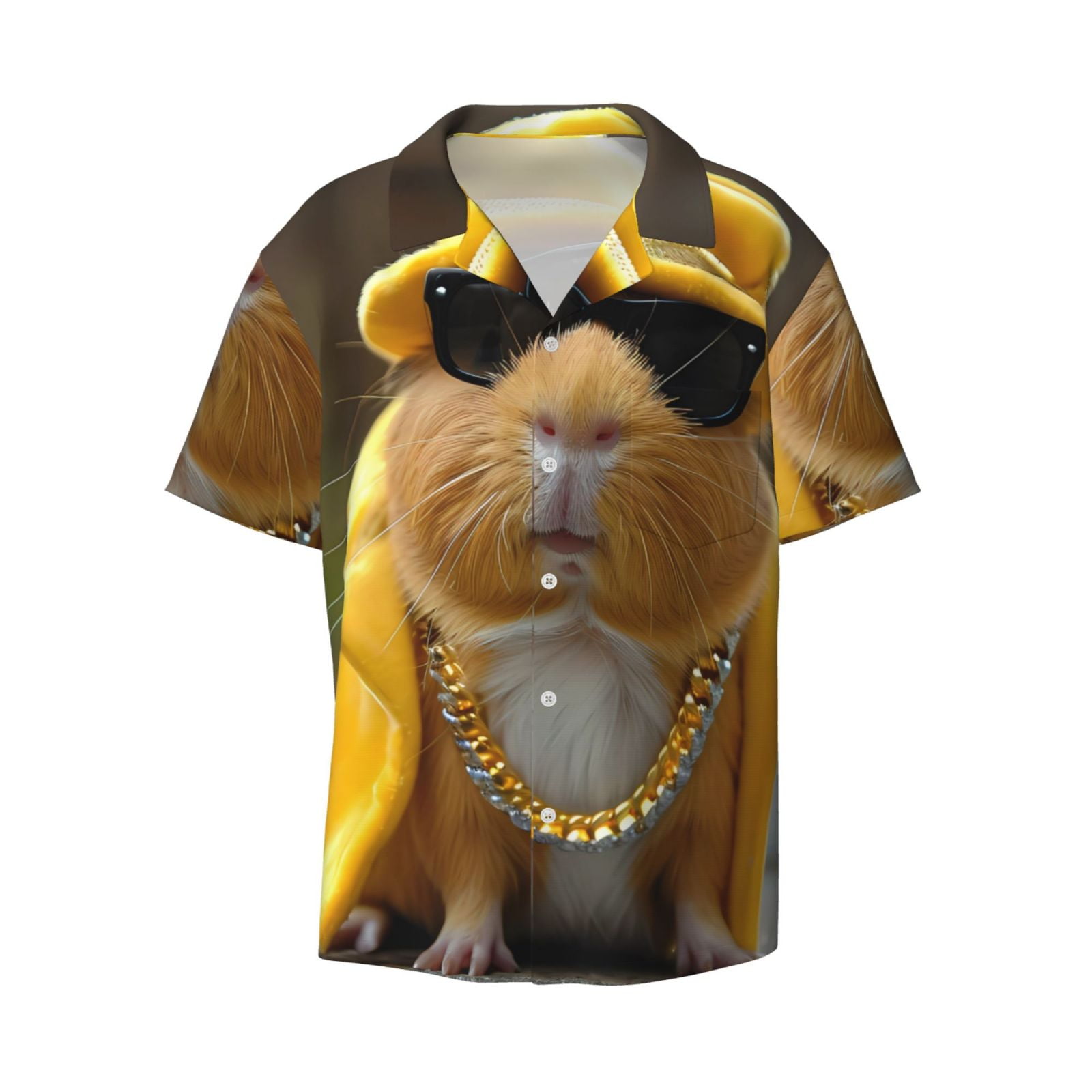 Honeii 's Heavy Metal Style Guinea Pig for men's short-sleeved button ...
