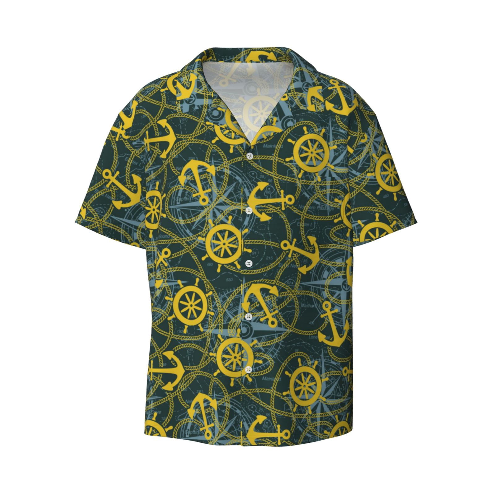 Honeii 's Marine Anchors And Compass for men's short-sleeved button-up ...