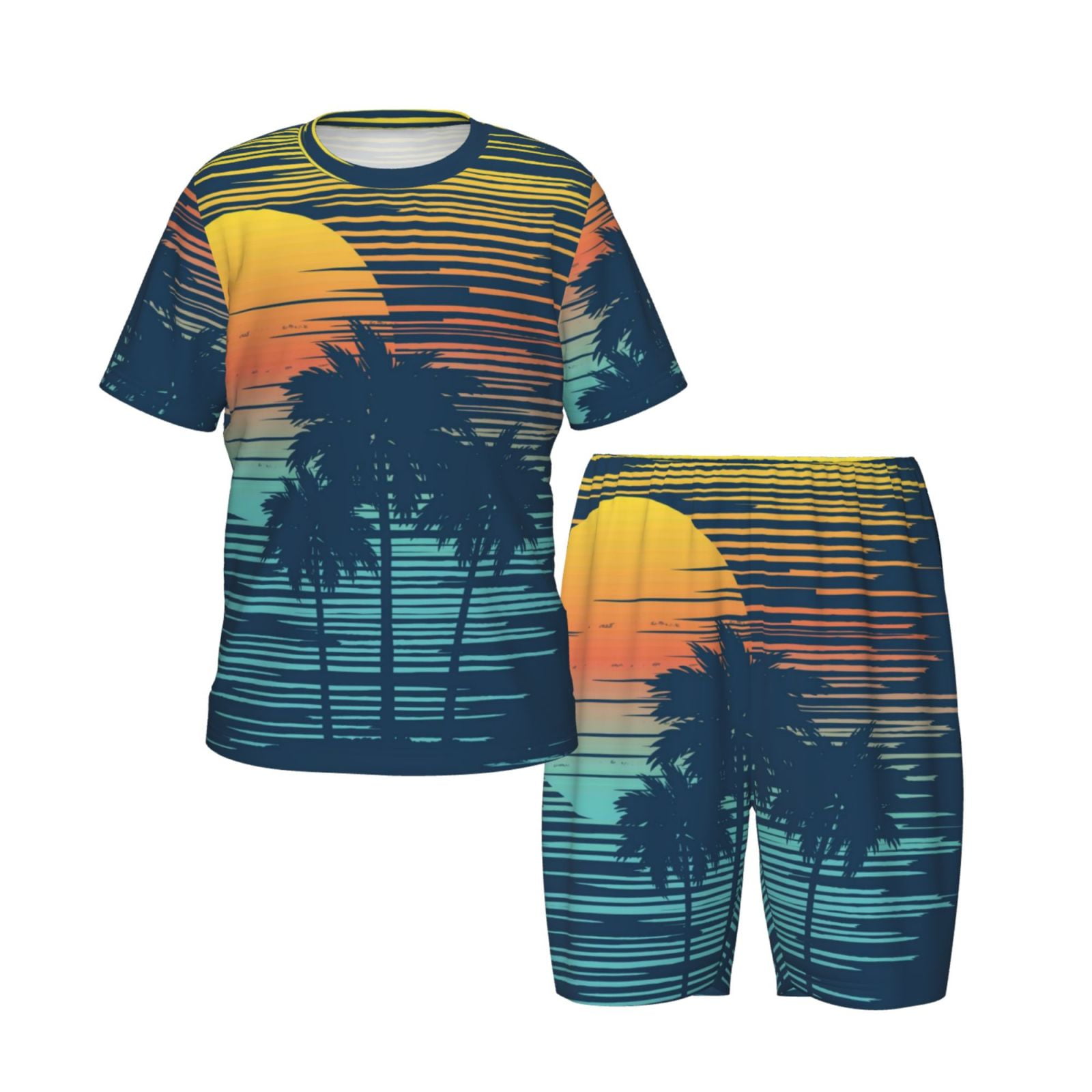 Honeii's Palm Trees Print Short-Sleeved Summer Pajama Set, a stylish ...