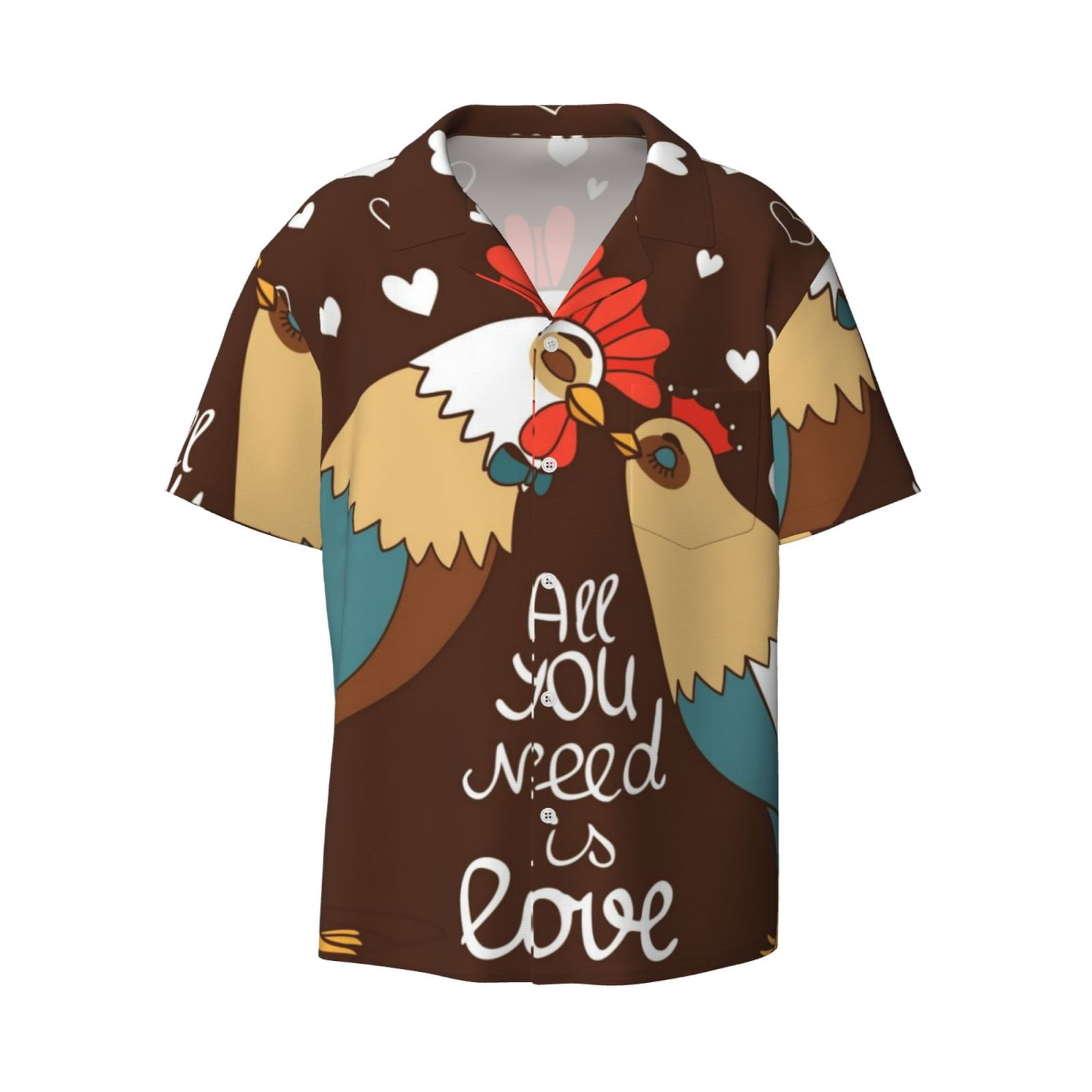 Honeii 's Rooster And Chicken for men's short-sleeved button-up ...