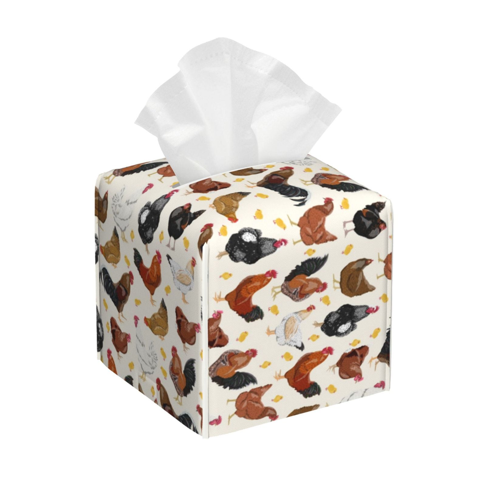 Honeii 's Roosters and Chickens for Leather Square Tissue Box Cover ...