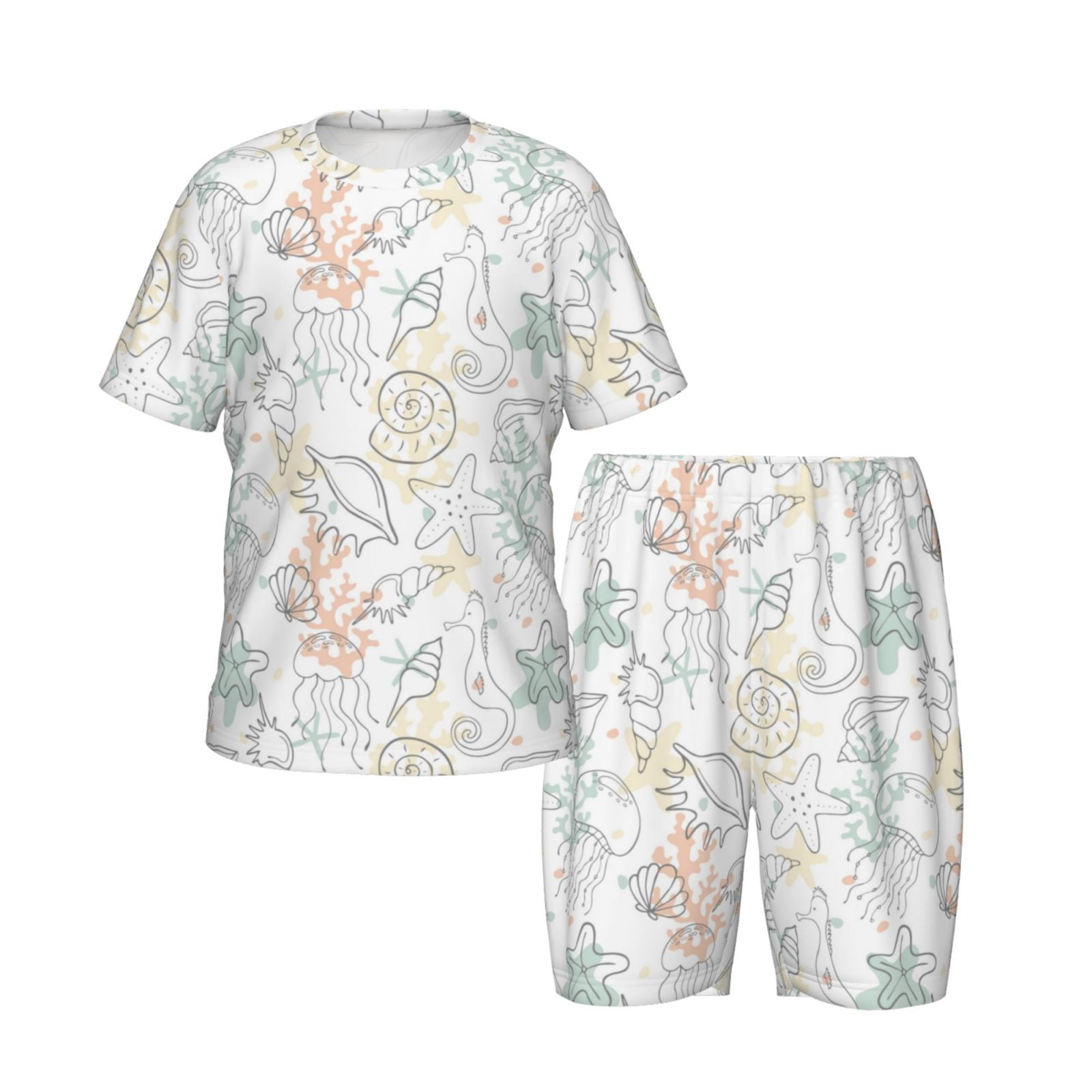 Honeii's Sea Animals Print Short-Sleeved Summer Pajama Set, a stylish ...