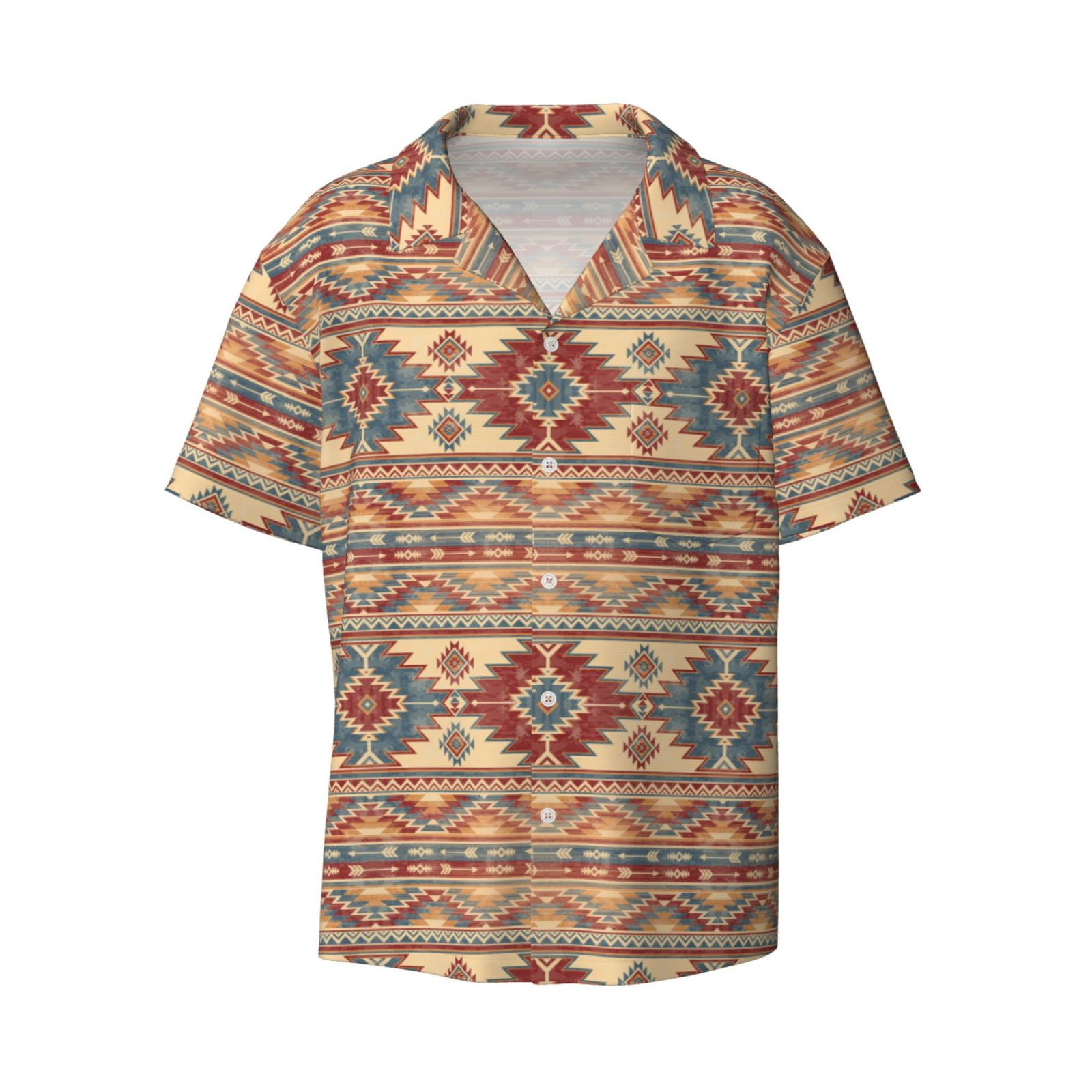 Honeii 's Traditional Tribal Aztec for men's short-sleeved button-up ...
