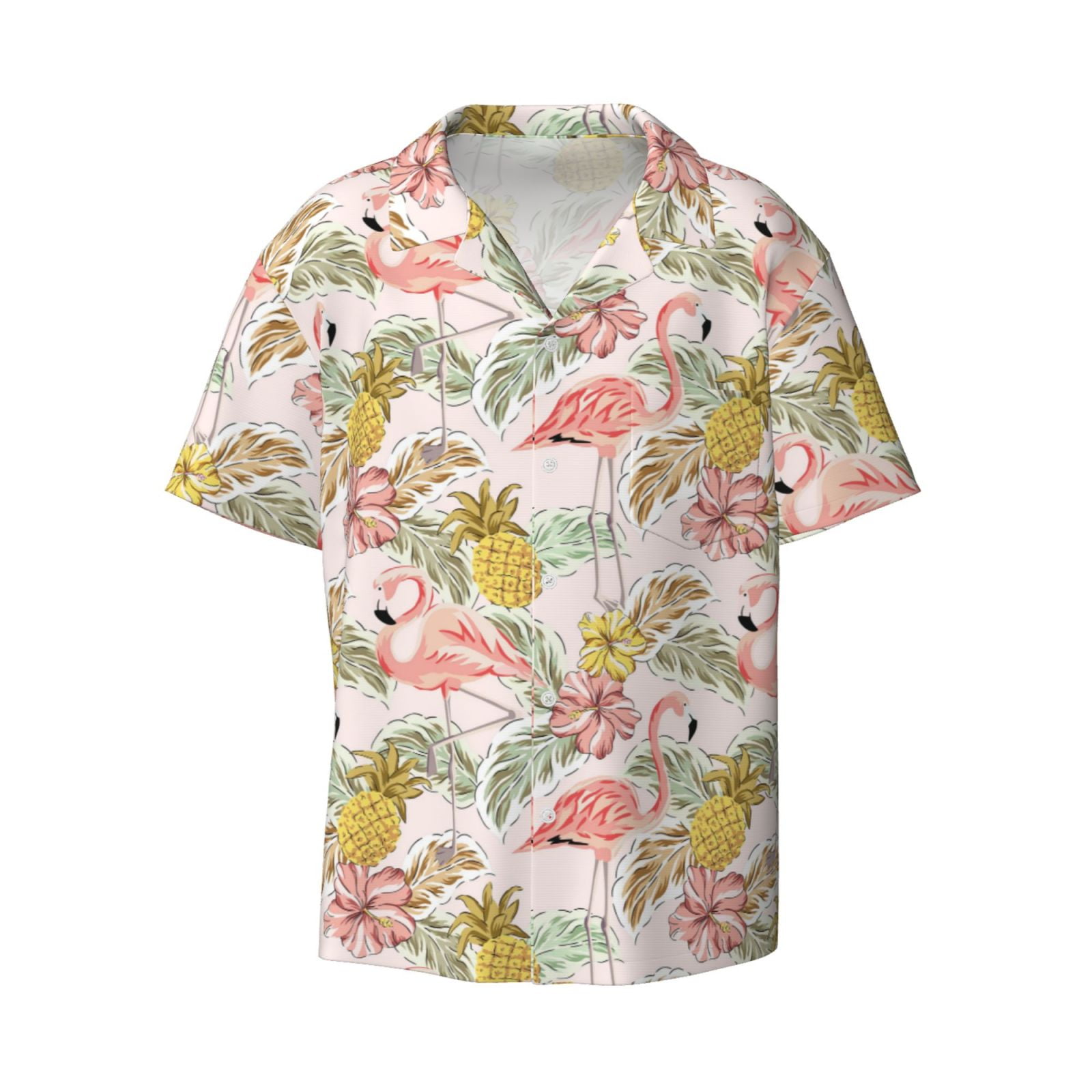 Honeii 's Tropical Pink Flamingo Pineapple for men's short-sleeved ...