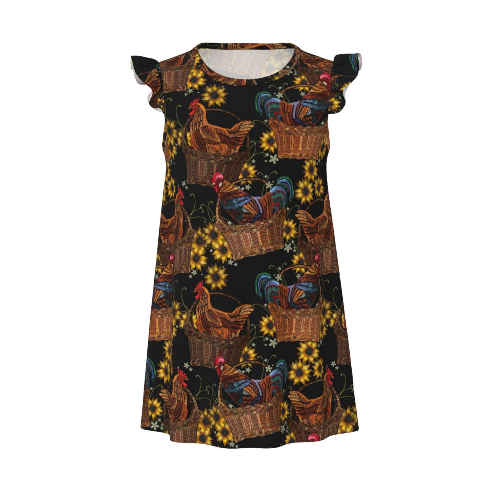Honeii's elegant Embroidery Chicken Rooster And Sunflowers nightgowns ...