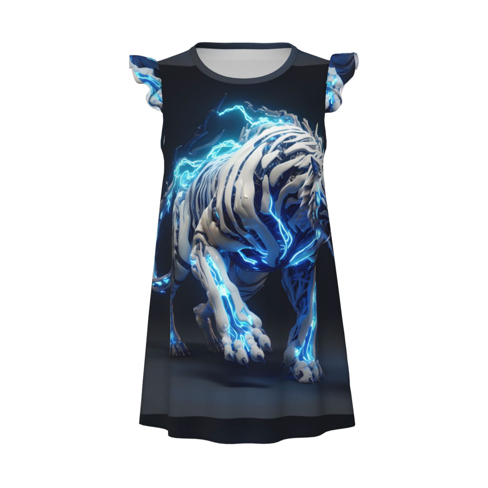 Honeii's elegant Futuristic Blue Light White Tiger nightgowns ...