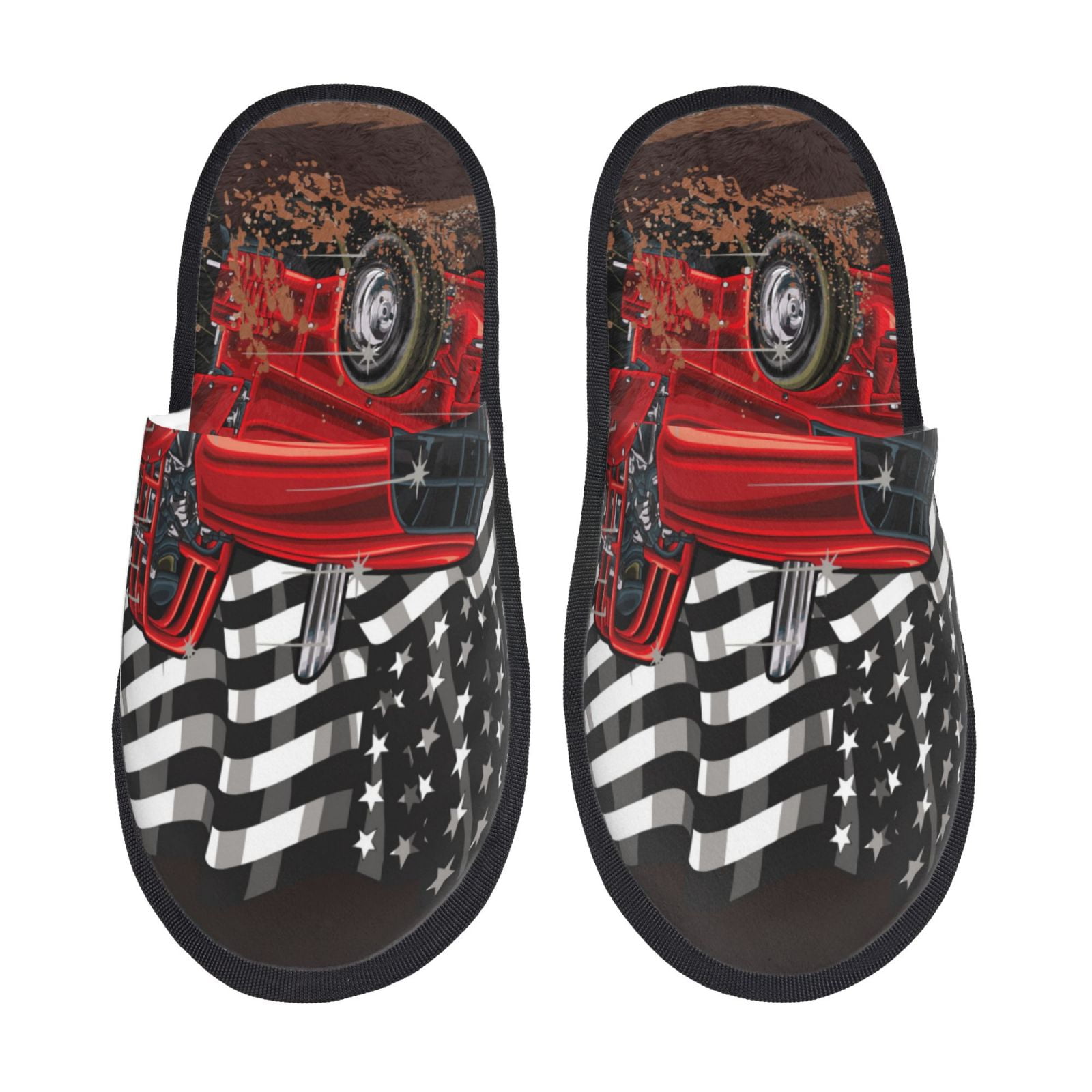 Honeii tractor Print Furry Slippers Bedroom Slippers for Women and Men ...