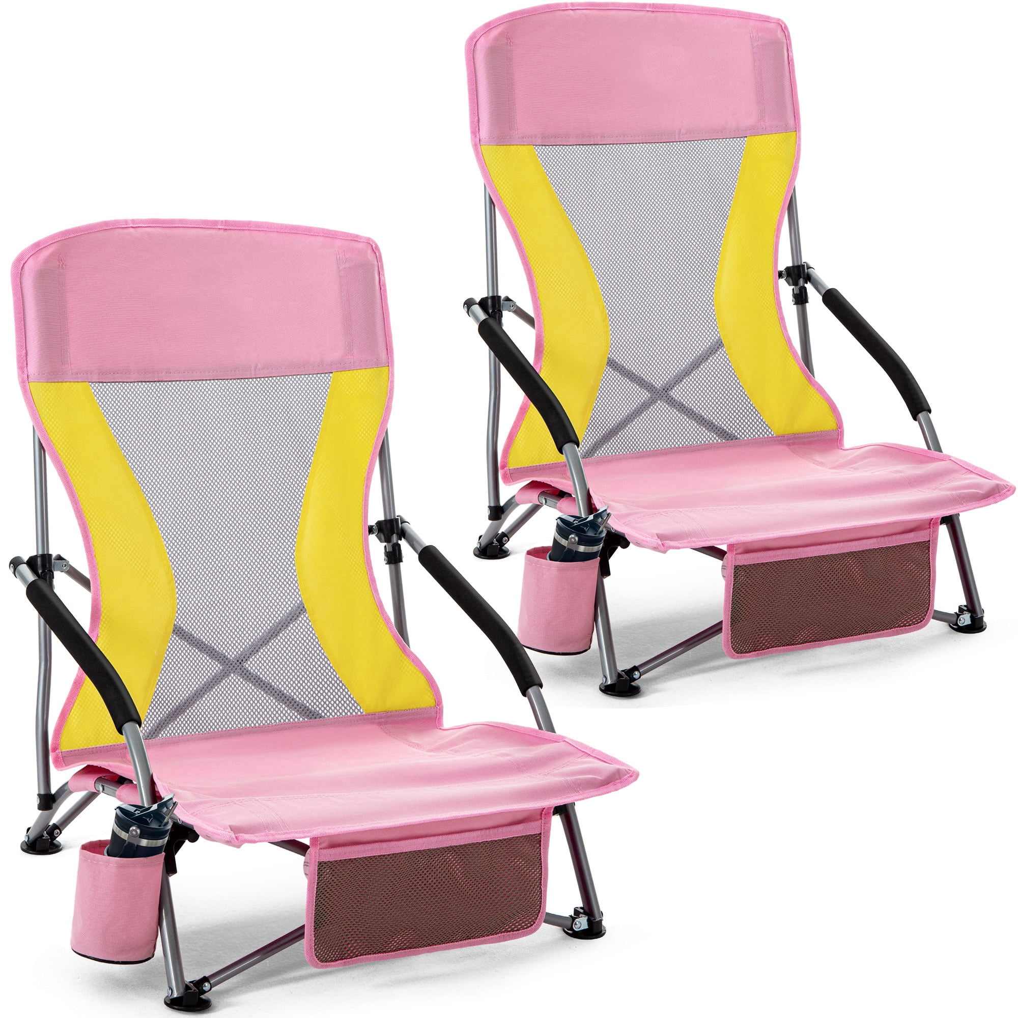 Honeilife Low Folding Beach Chairs for Adults, Portable Lightweight ...