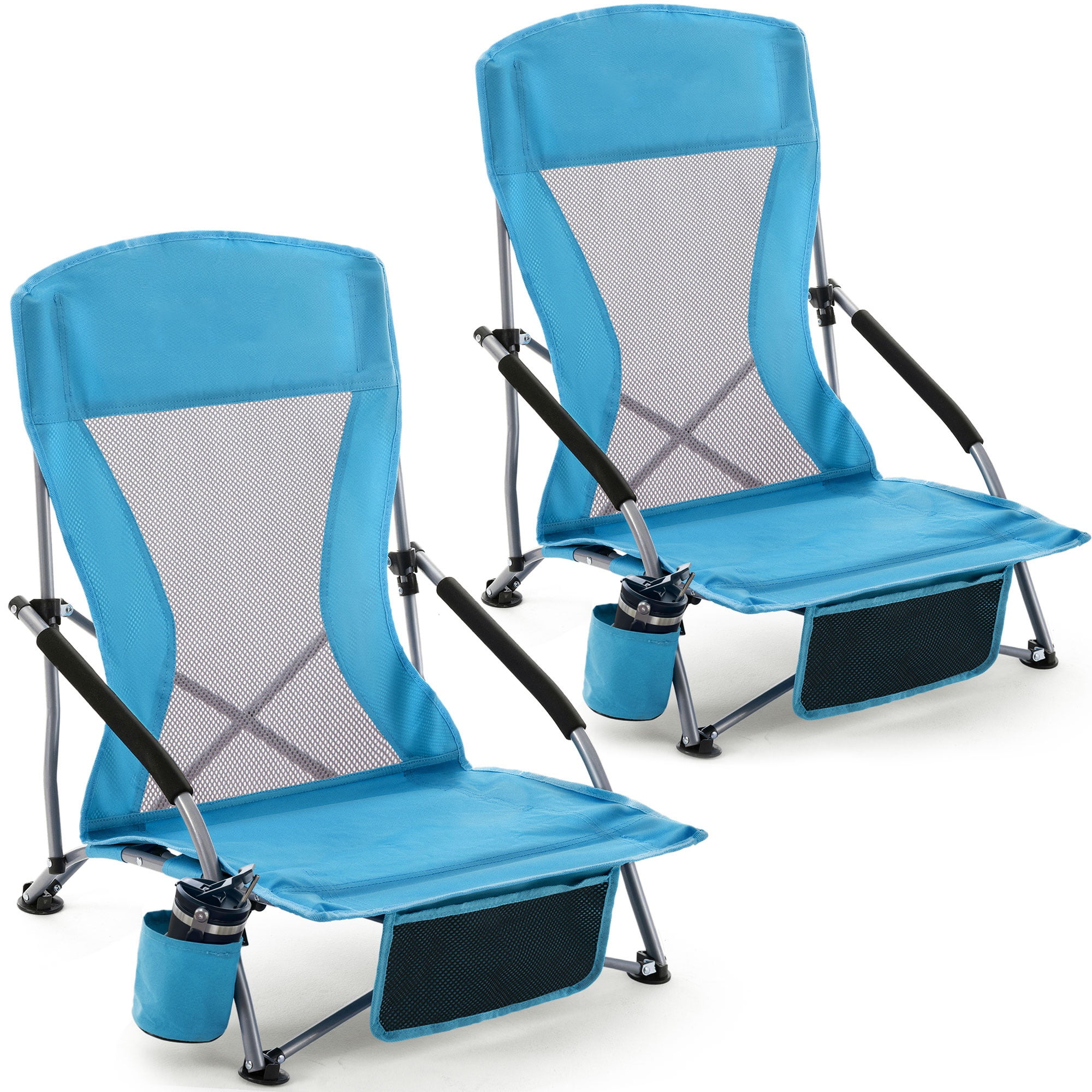 Honeilife Low Folding Beach Chairs for Adults, Portable Lightweight ...