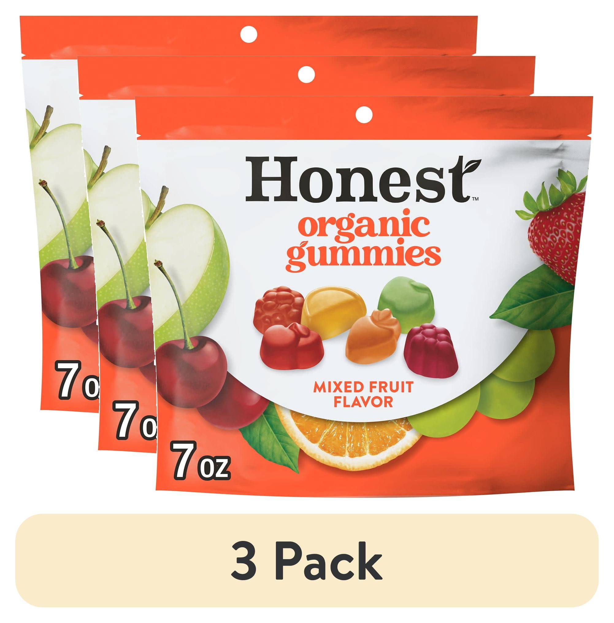 (3 pack) Honest Assorted Fruit Flavored Organic Gummies, Bag 7 oz ...