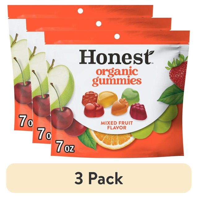(3 pack) Honest Assorted Fruit Flavored Organic Gummies, Bag 7 oz ...